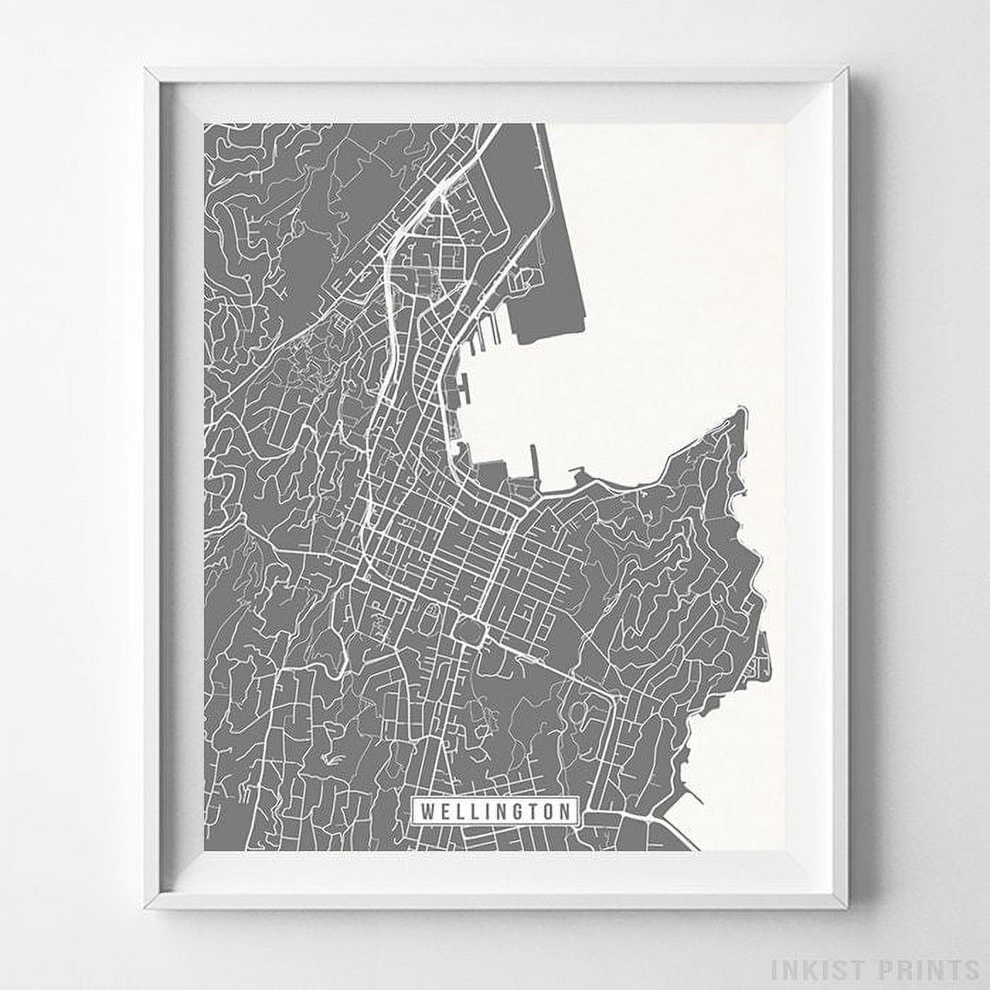 POSTER Wellington, New Zealand, Europe Map Print, City Road, Street ...