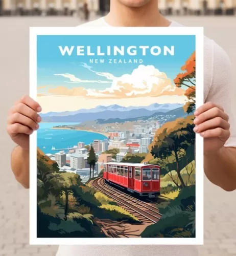 POSTER Wellington New Zealand Travel Wall Art Print UNFRAMED, 24x36 ...