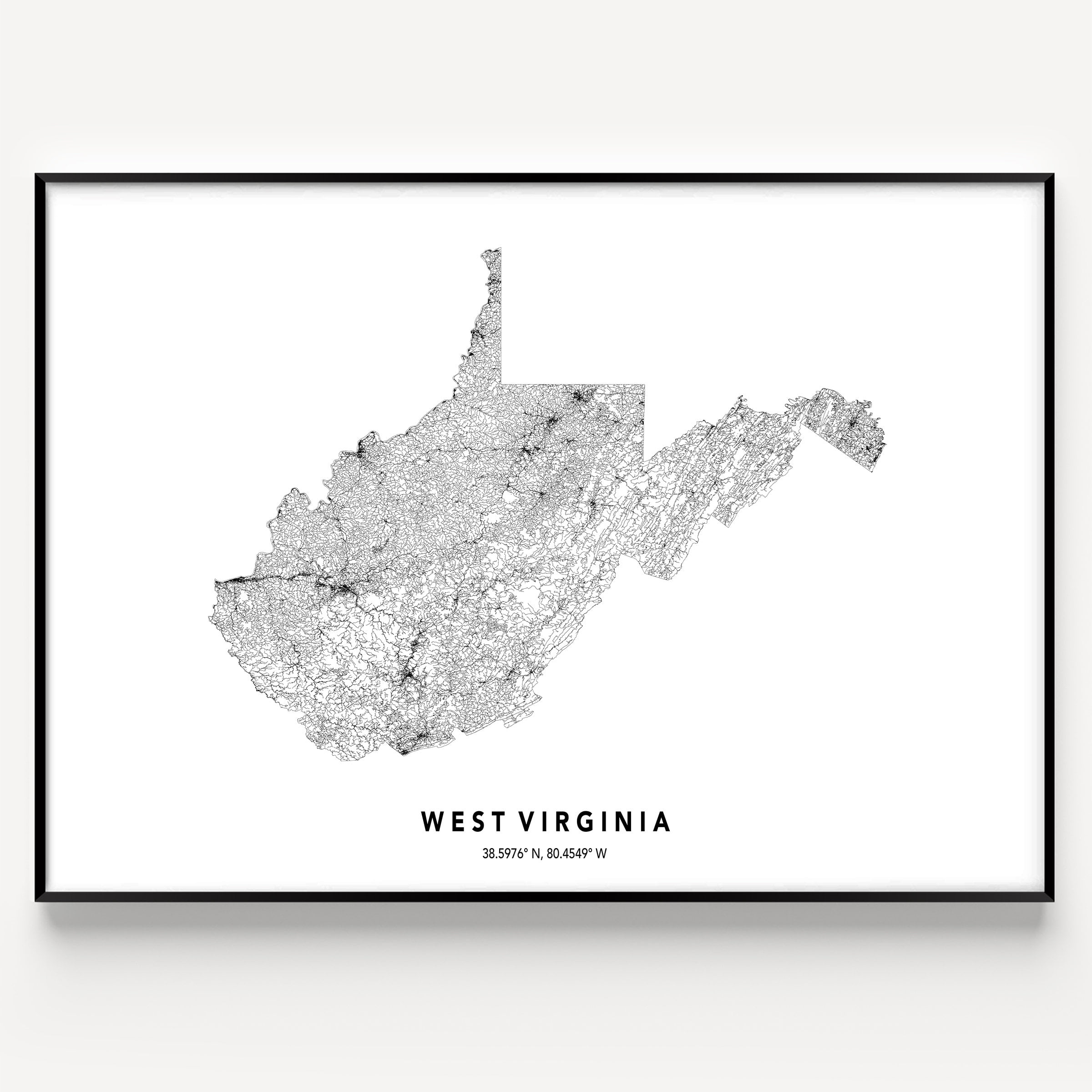 POSTER West Virginia Map Print, West Virginia State Map Poster, Map Of ...