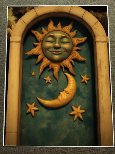 POSTER Whimsical Sun and Moon Wall Art with Playful Characters and ...