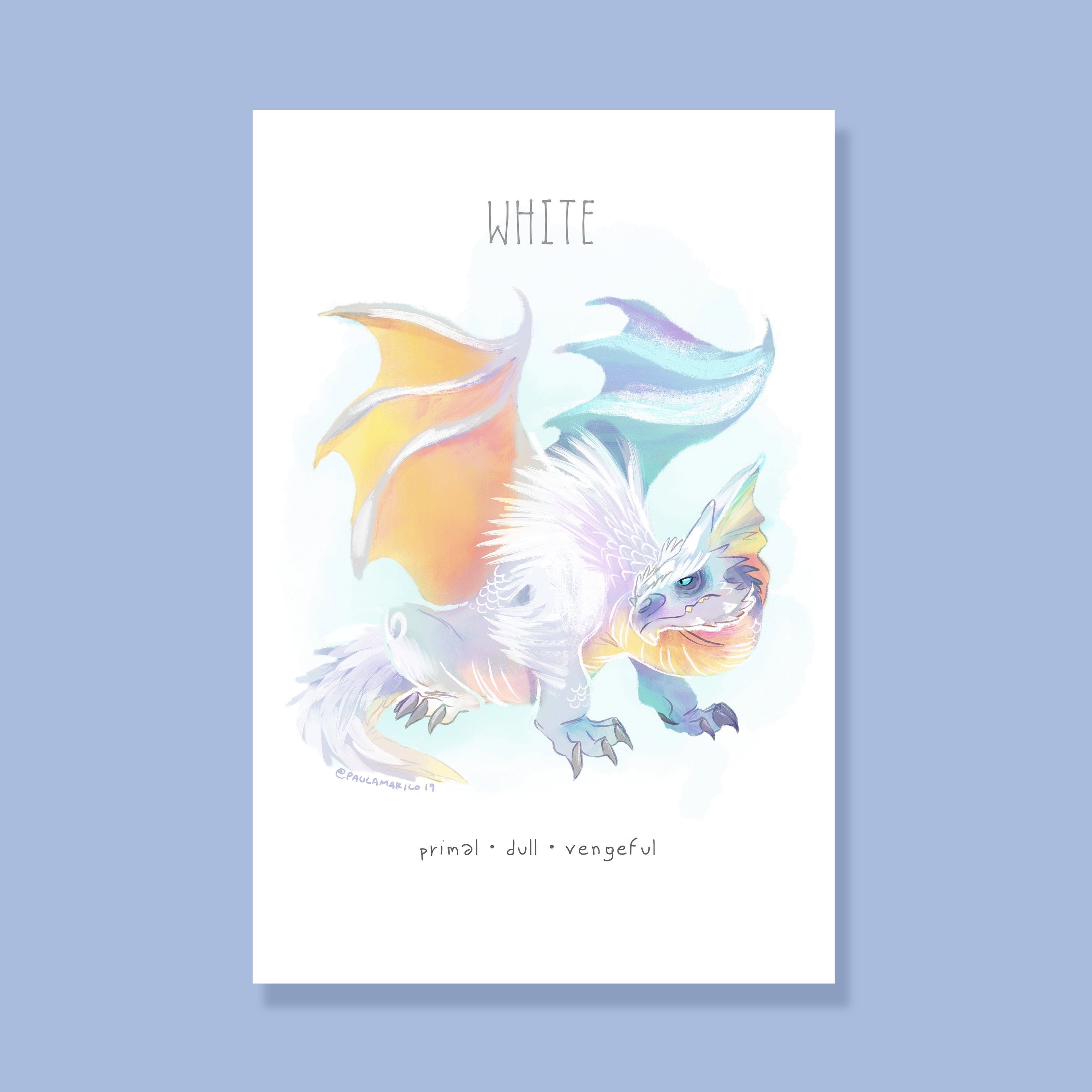POSTER White Dragon Art Print | Poster | DnD | D&D | Dungeons and Dragons | Chromatic Dragon ...