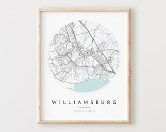 POSTER Williamsburg Map Print, Williamsburg Map Poster City Wall Art ...