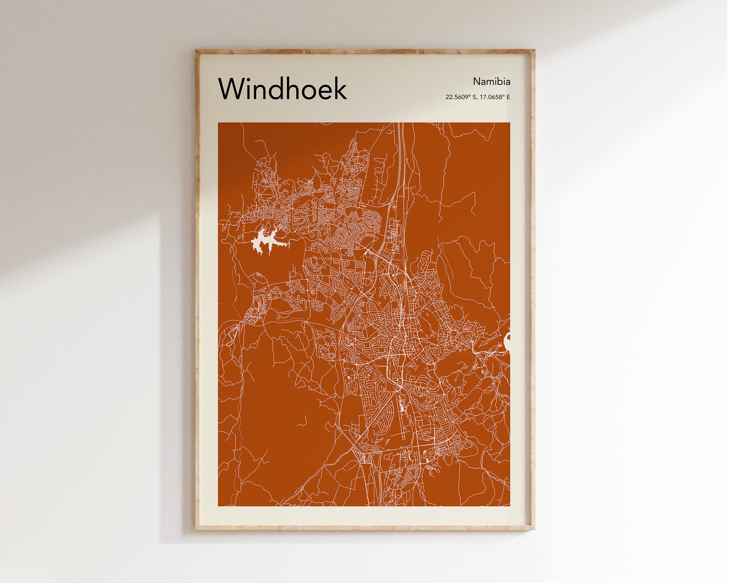 POSTER Windhoek City Map Print, , Windhoek Namibia Map Poster, Colour ...