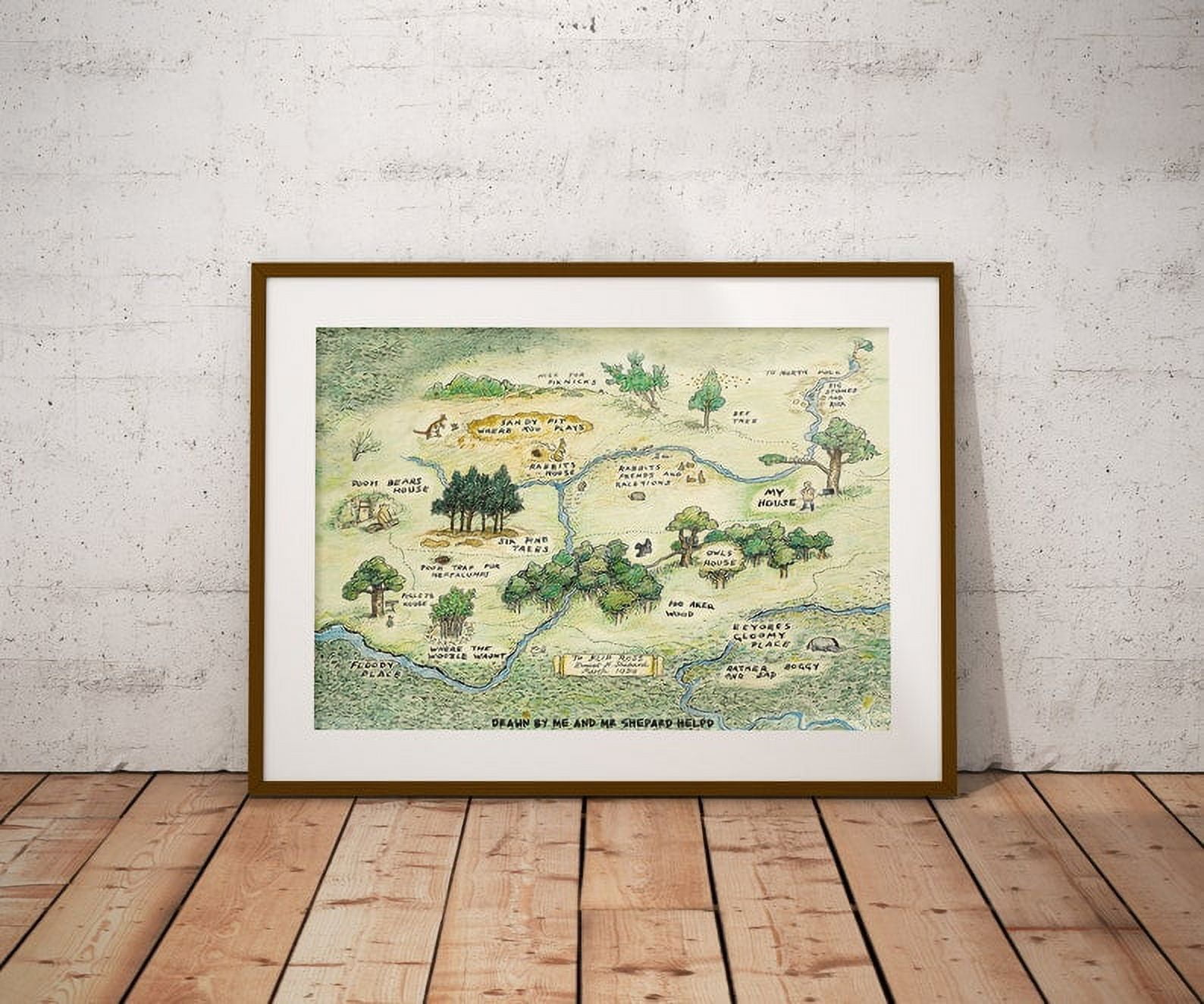 POSTER Winnie The Pooh Map, 100 Acre Wood Map, The Pooh Map, Children's ...