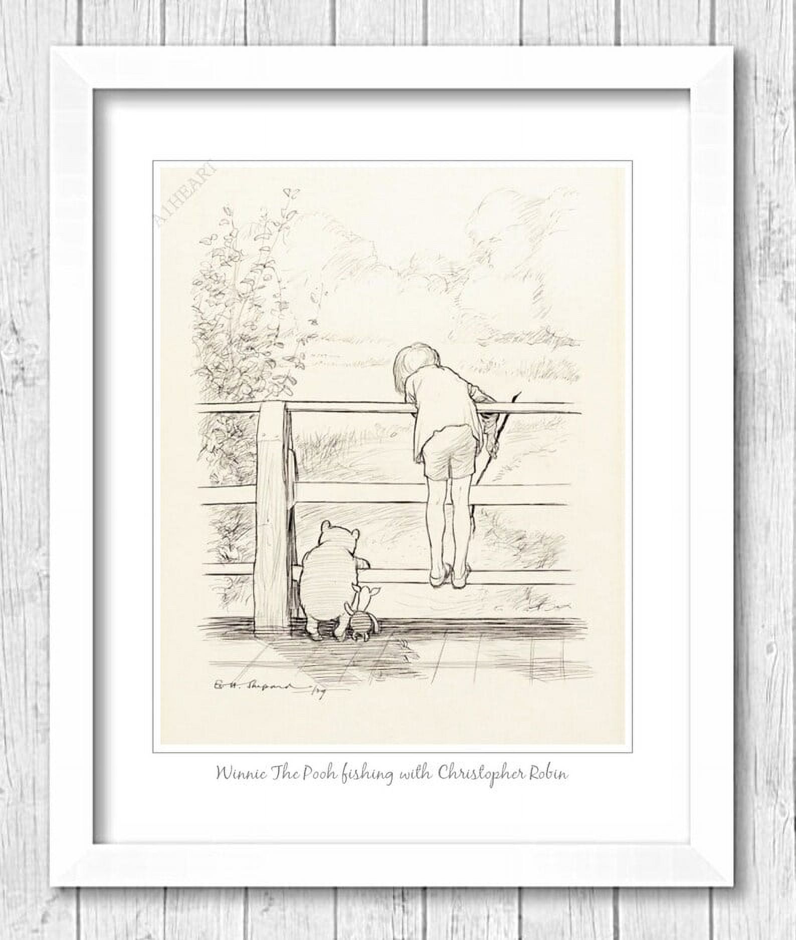 POSTER Winnie the Pooh fishing with Christopher Robin Print Poster. For ...