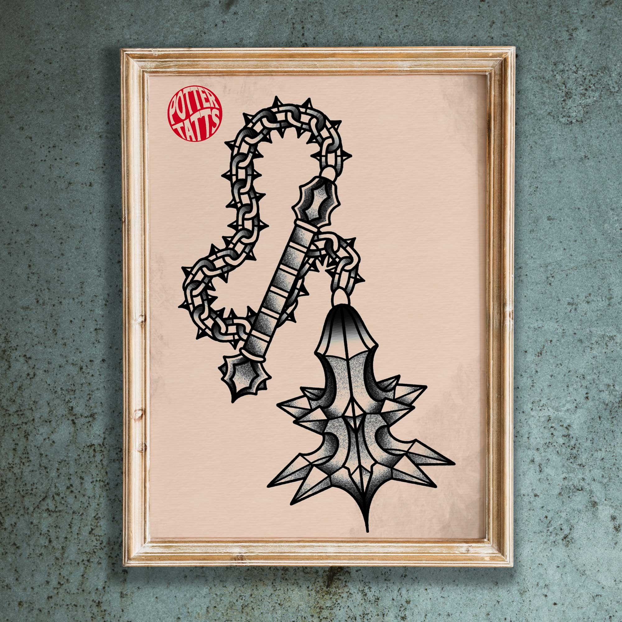 POSTER Witch King's Flail - Lord of the Rings Traditional Tattoo Flash ...