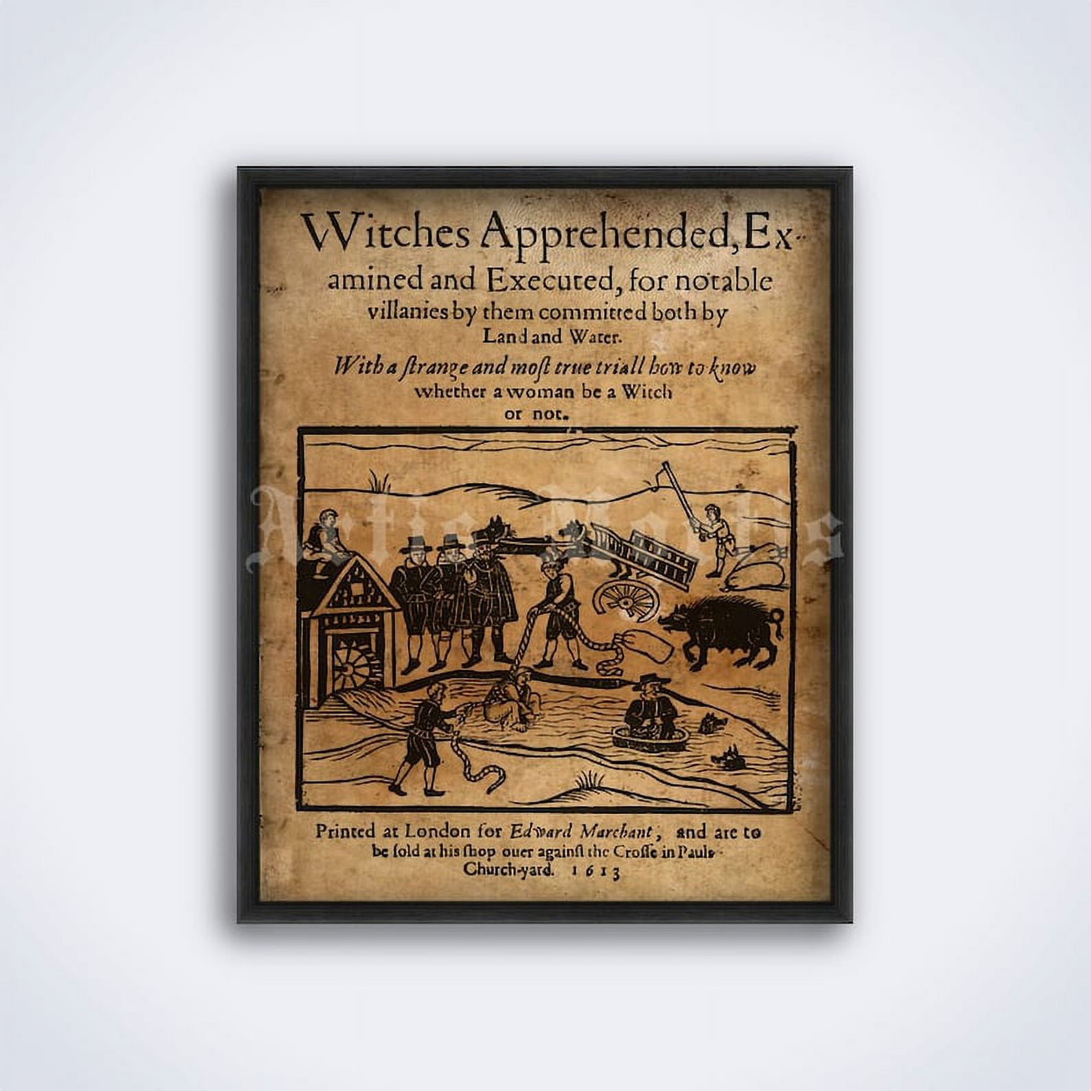 POSTER Witches apprehended - Medieval witch hunt, inquisition pamphlet ...