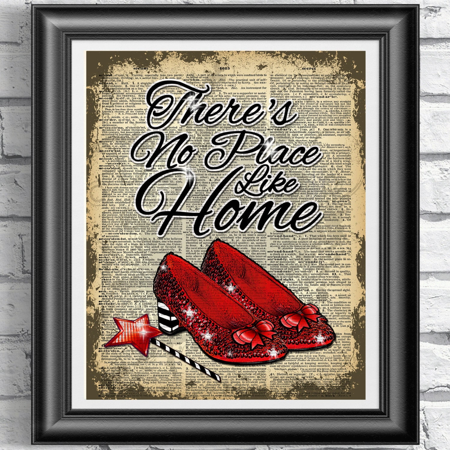 POSTER Wizard of Oz Print, Ruby Red Shoes Print, Book Page Art, Home ...