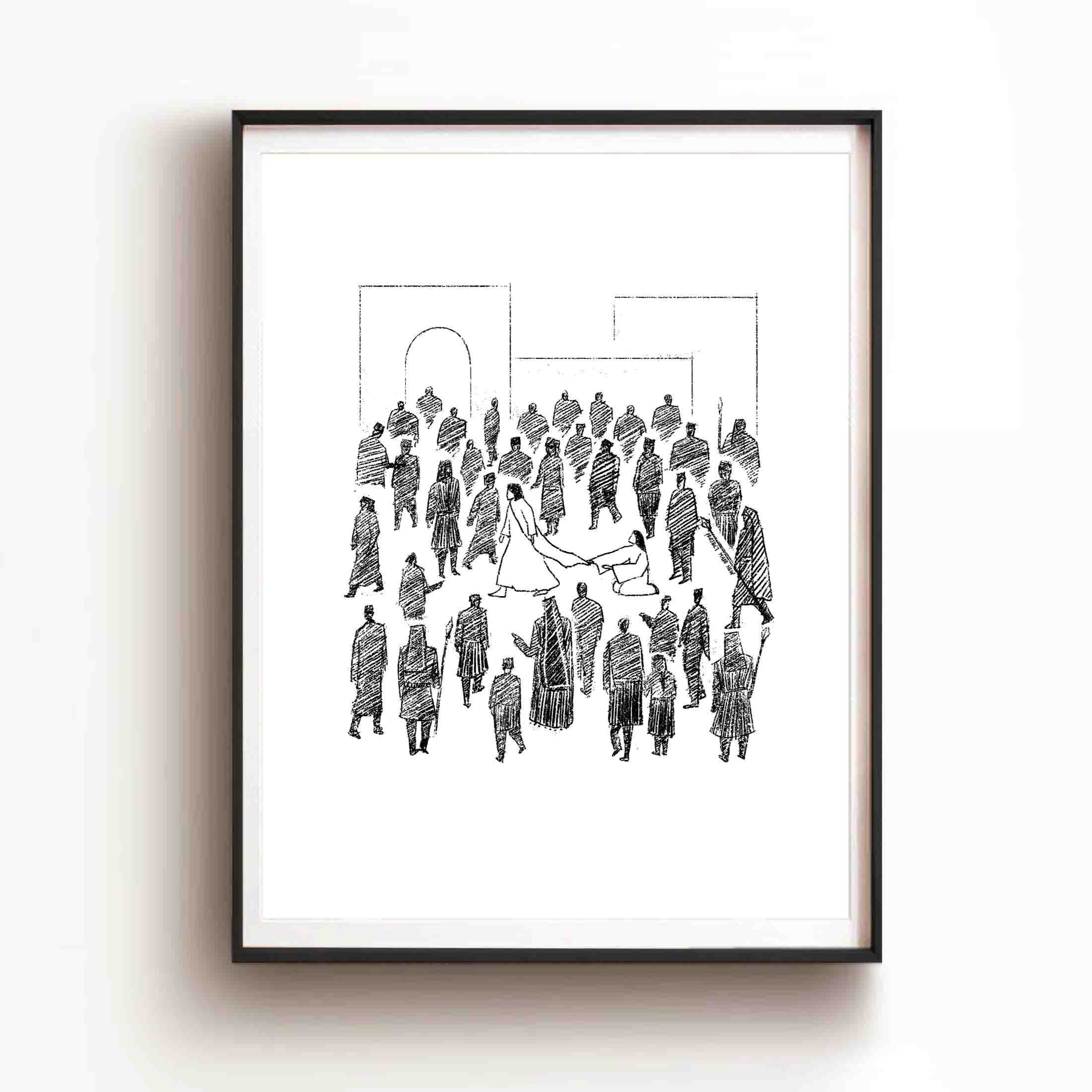 POSTER Woman Touches Jesus Jesus Healing Bible Art, God heals Modern ...