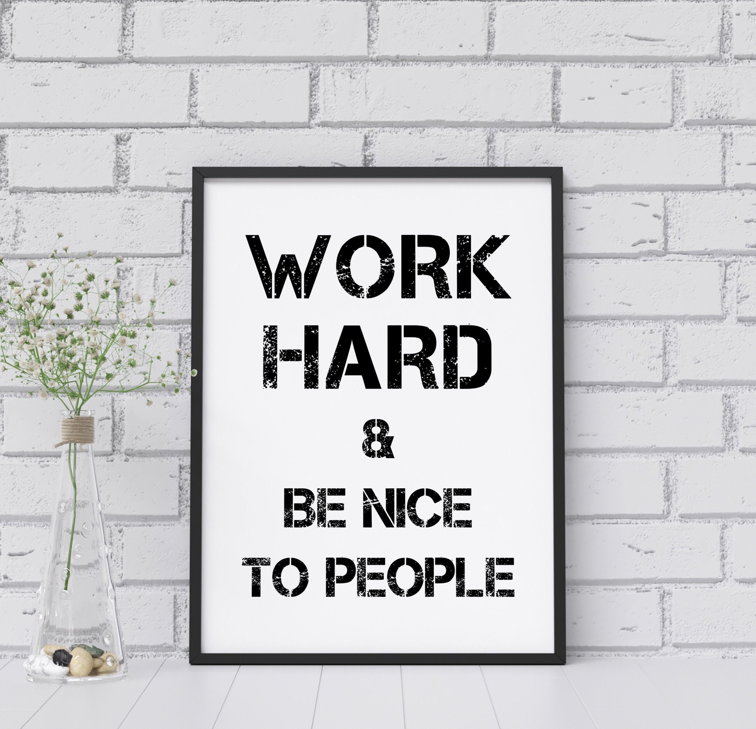 POSTER Work Hard Be Nice, Be Nice Poster, Work Hard Wall Art, Print ...
