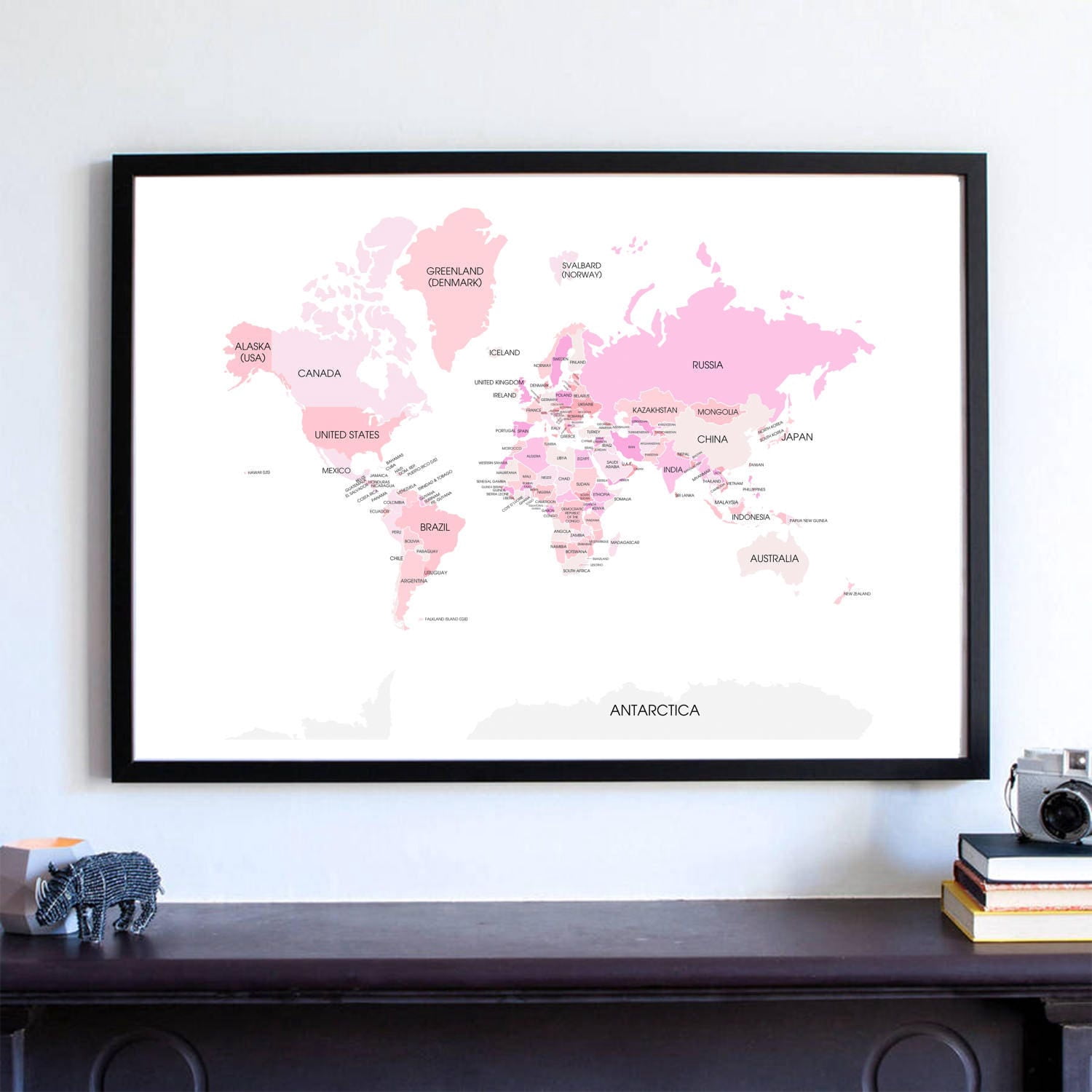 POSTER World Map Wall Art Print, Wanderlust Home Decor, World Map ...