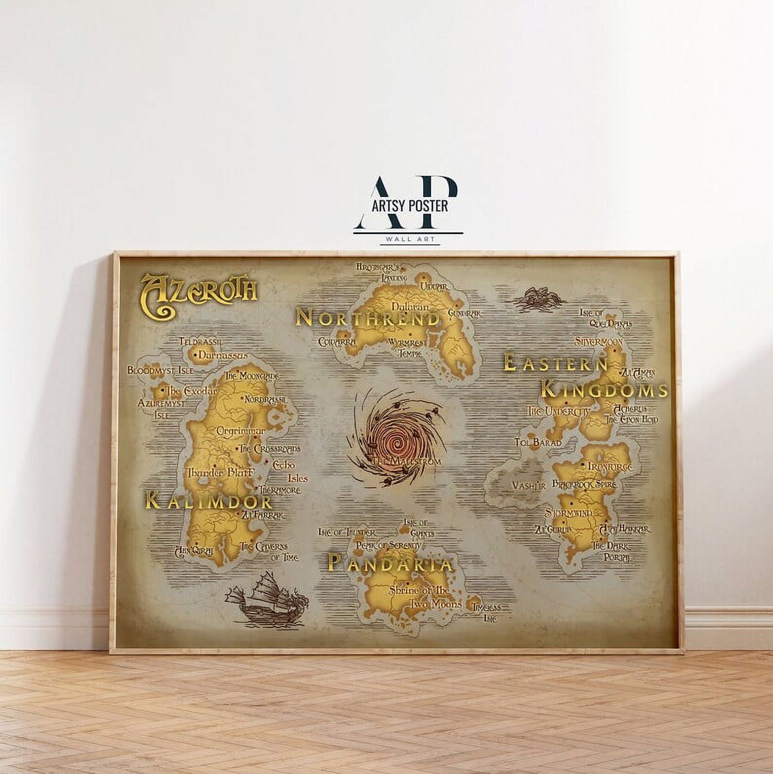 POSTER World of Warcraft Map Poster, Azeroth Map, Video Game Wall Art, Gaming Room Decor, Gamer ...