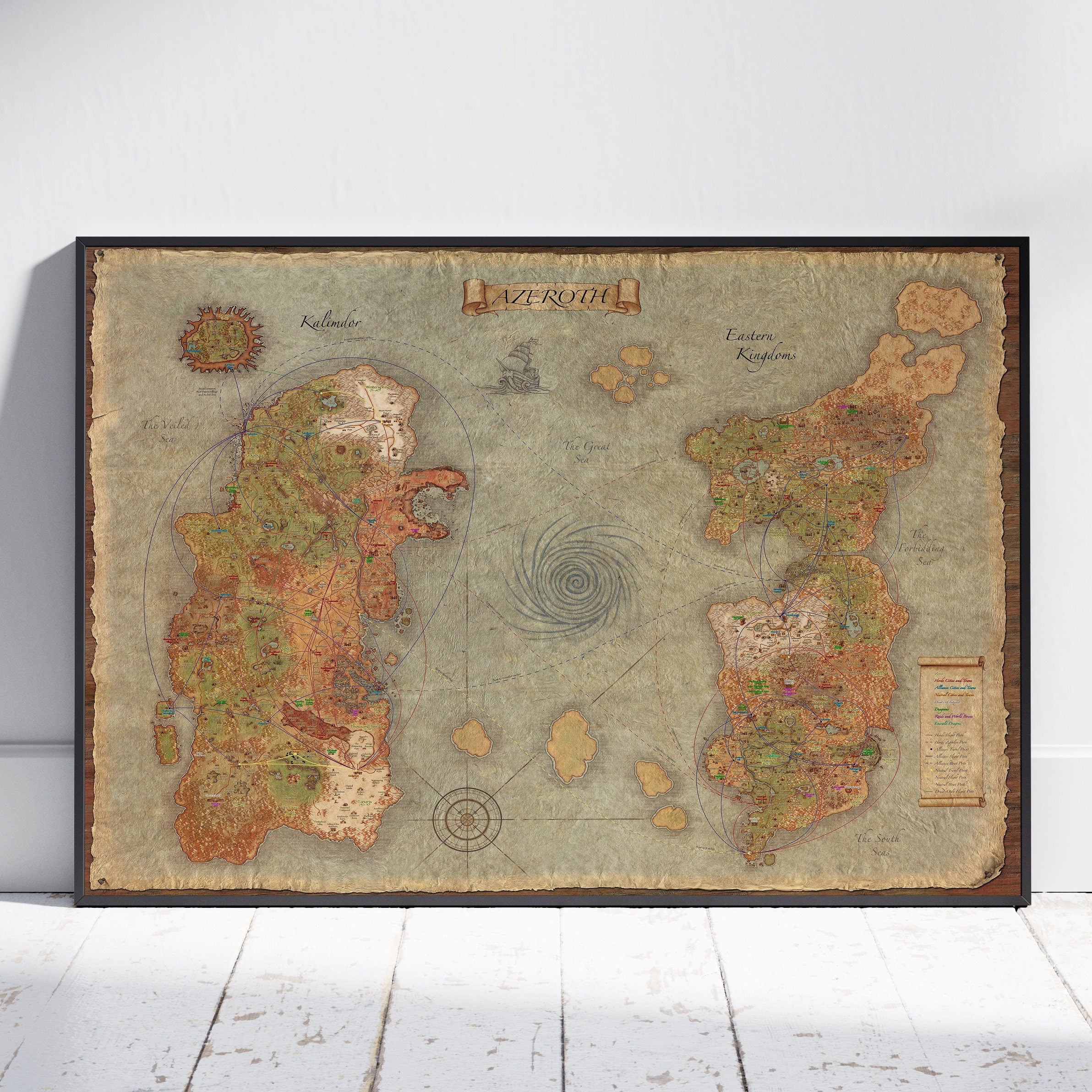 POSTER World of Warcraft Maps Poster, Azeroth Wall Art, Fine Art Print ...
