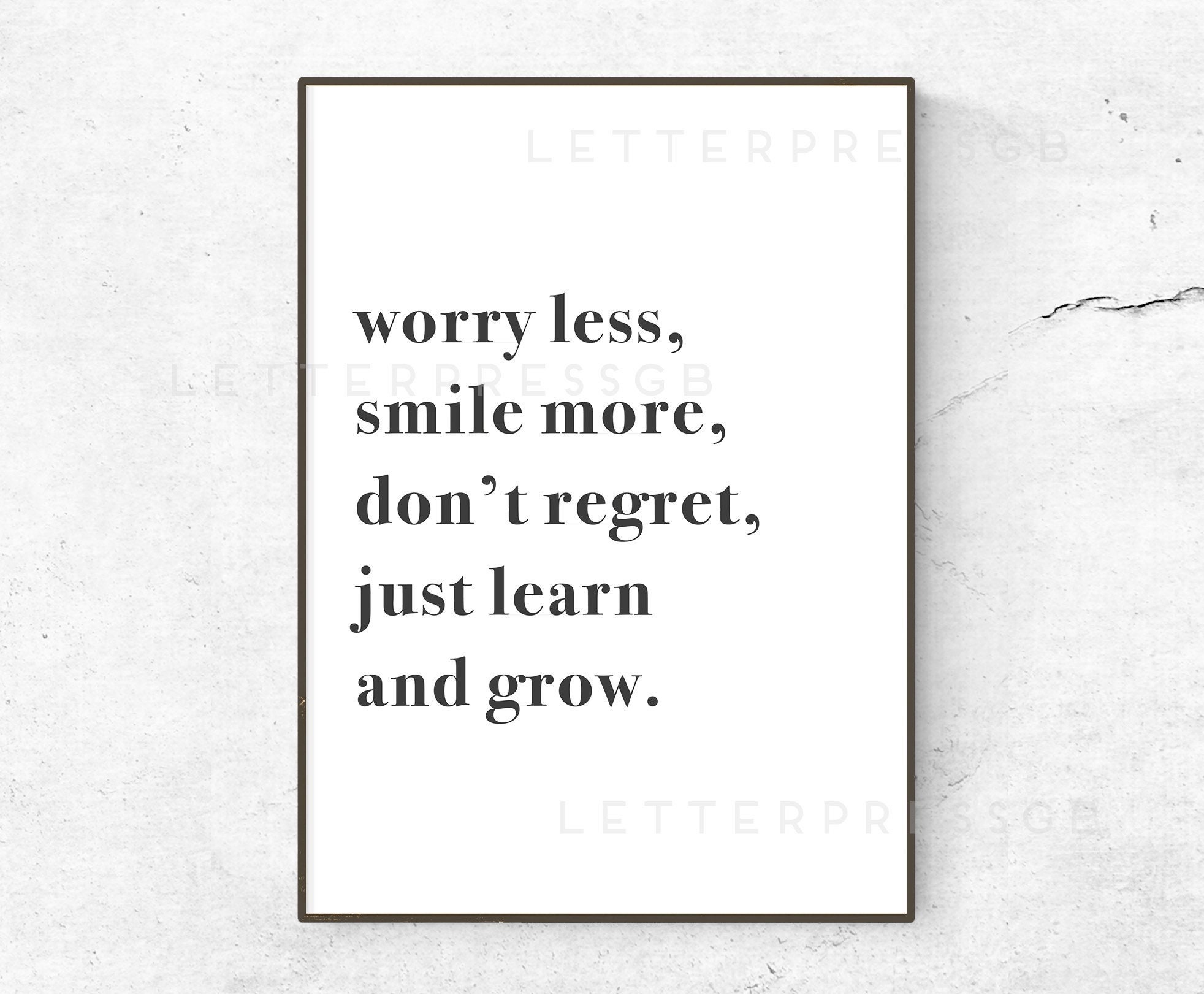 POSTER Worry less, smile more Poster / Print / Beauty Quote / Dressing ...