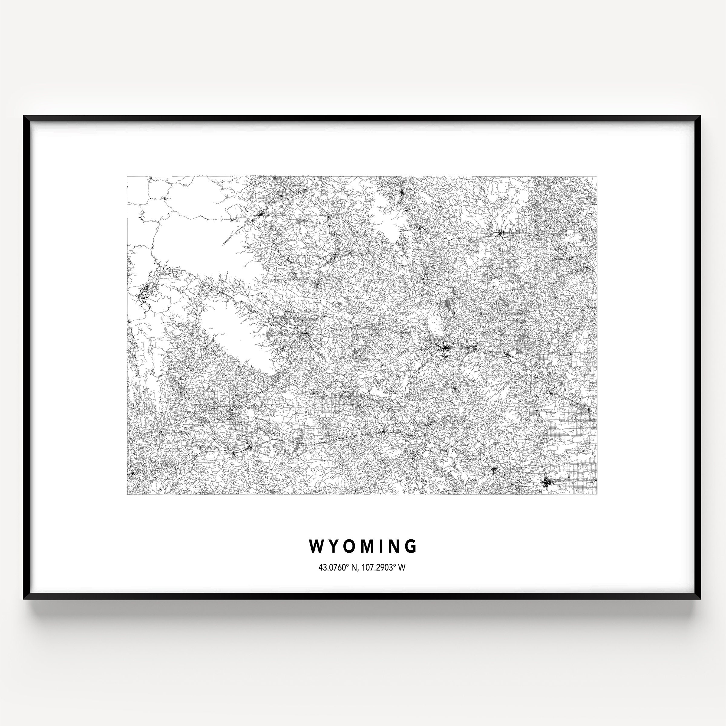 POSTER Wyoming State Map Print, Wyoming Map Poster, Map Of Wyoming ...