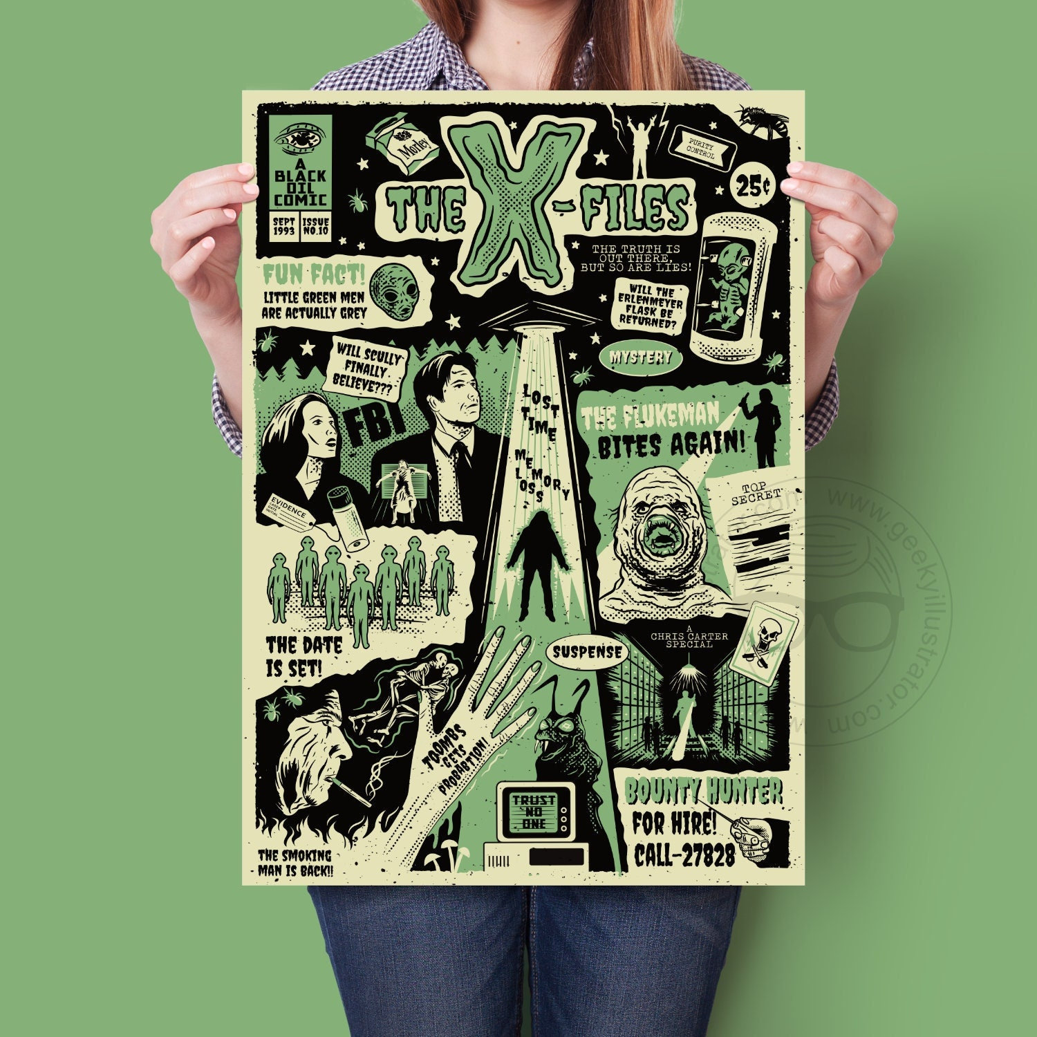 POSTER X-Files Tribute poster, Comic style print, Retro wall art, 90s ...