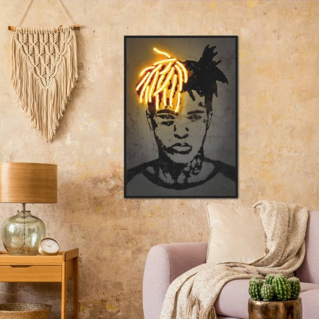 POSTER XXXTentacion Neon Light Illusion Black and Gold Music Poster ...