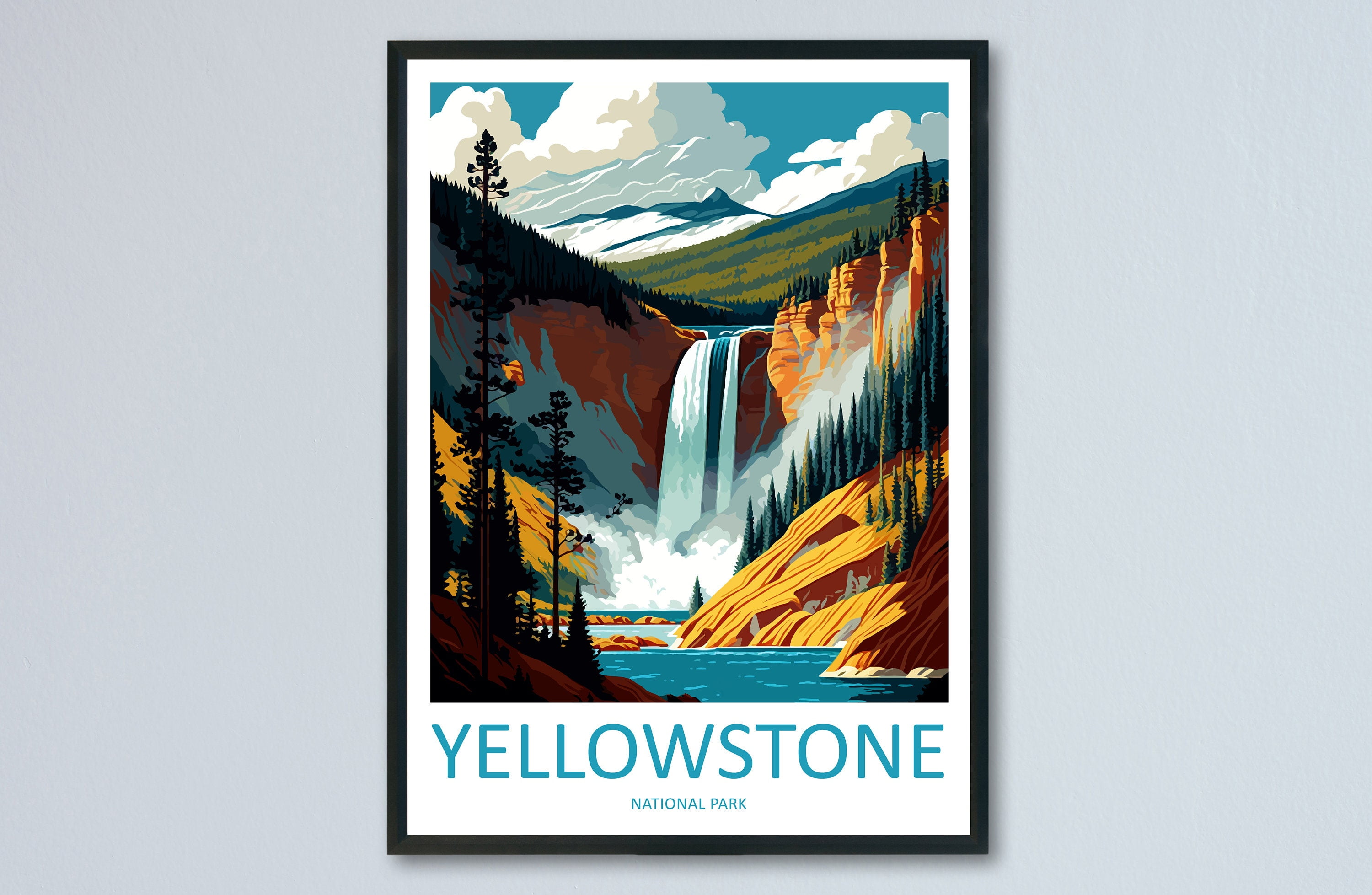 POSTER Yellowstone National Park Travel Print Wall Art Yellowstone ...
