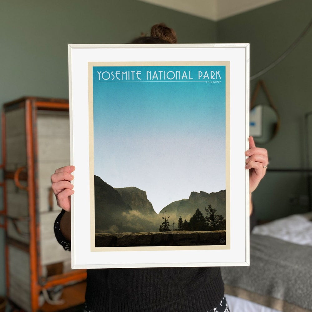 POSTER Yosemite Vintage Style Travel Print, Yosemite Wall Art, Yosemite ...