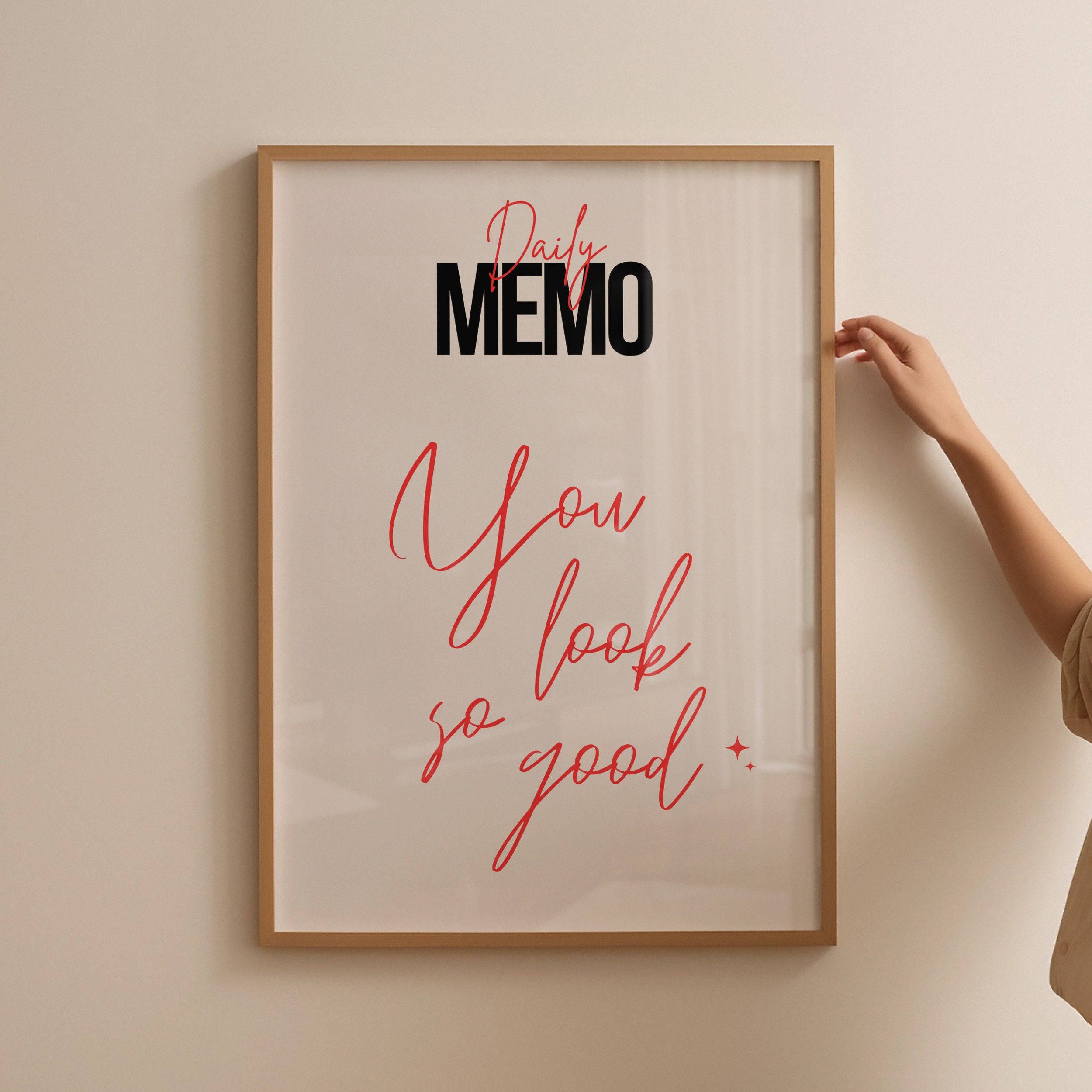 POSTER You Look So Good Memo Print, Daily Reminder Poster, Girly Wall ...