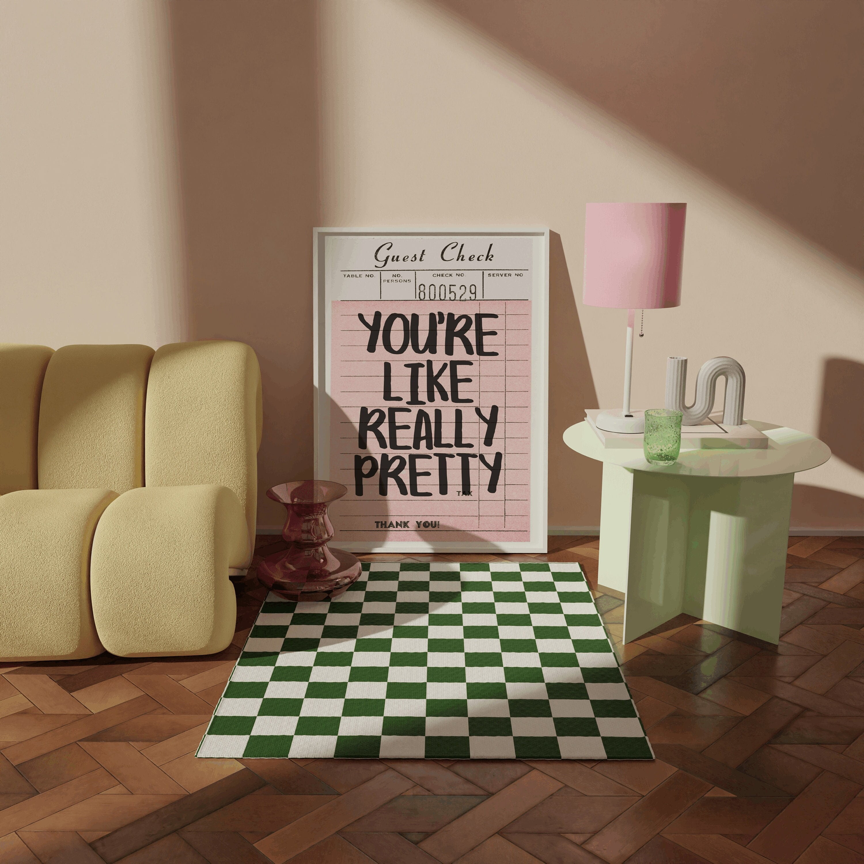 POSTER You're Like Really Pretty Guest Check Poster, Woman Bathroom Decor, Trendy Pink Wall ...