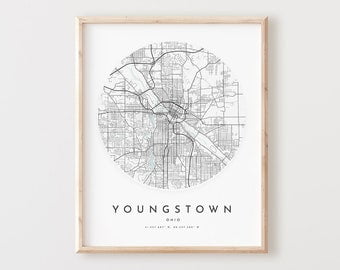 POSTER Youngstown Map Print, Youngstown Map Poster City Wall Art, Oh ...