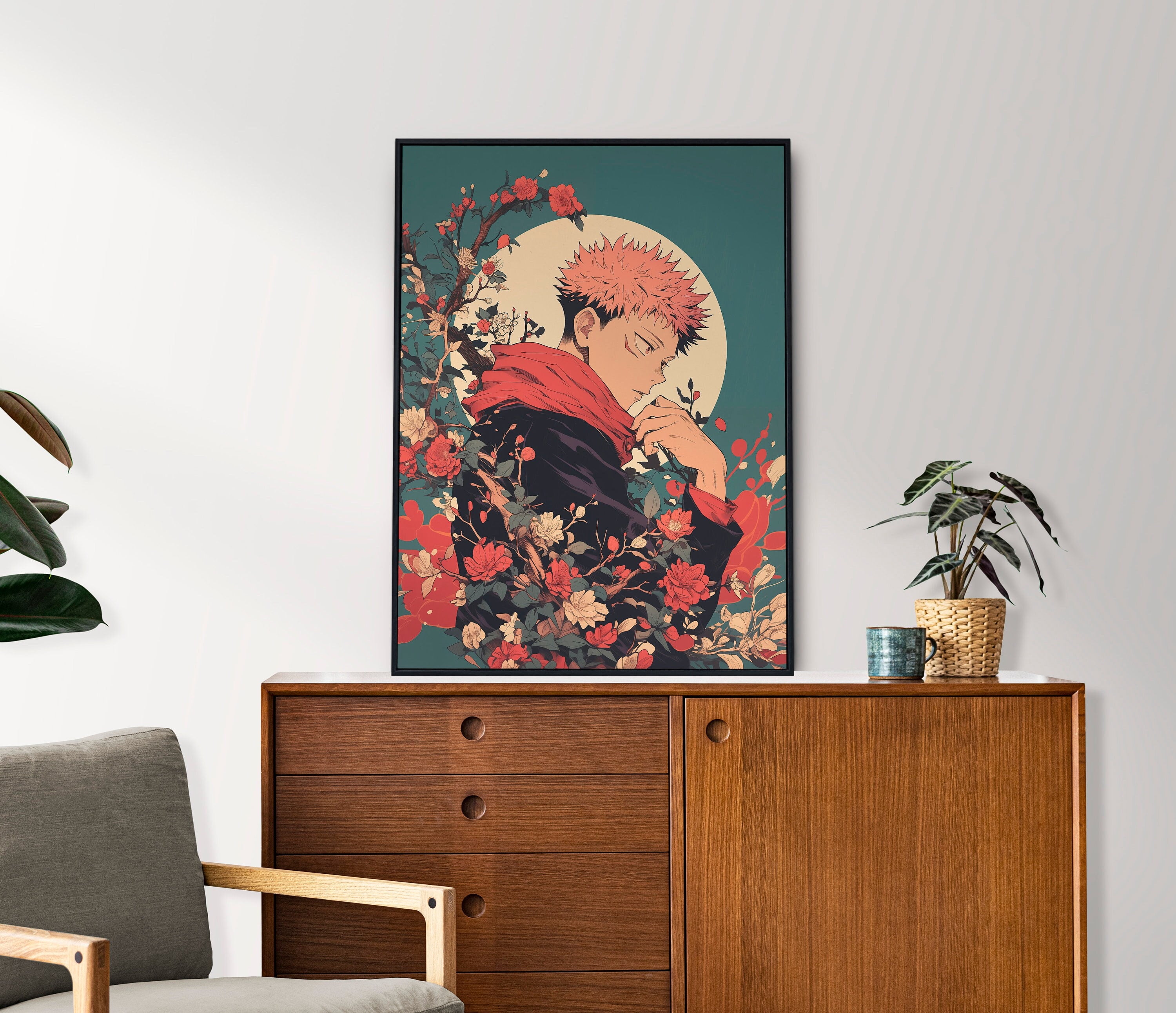 POSTER Yuji Itadori, Jujutsu Kaisen, Ukiyo-e, Japanese Tapestry Style ...