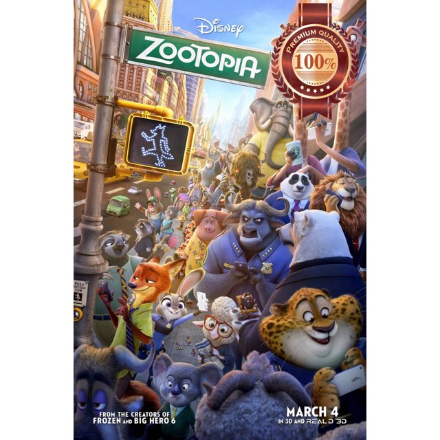 POSTER ZOOTOPIA 3D MOVIE CHARACTERS WALKING THROUGH CITY ART PRINT ...