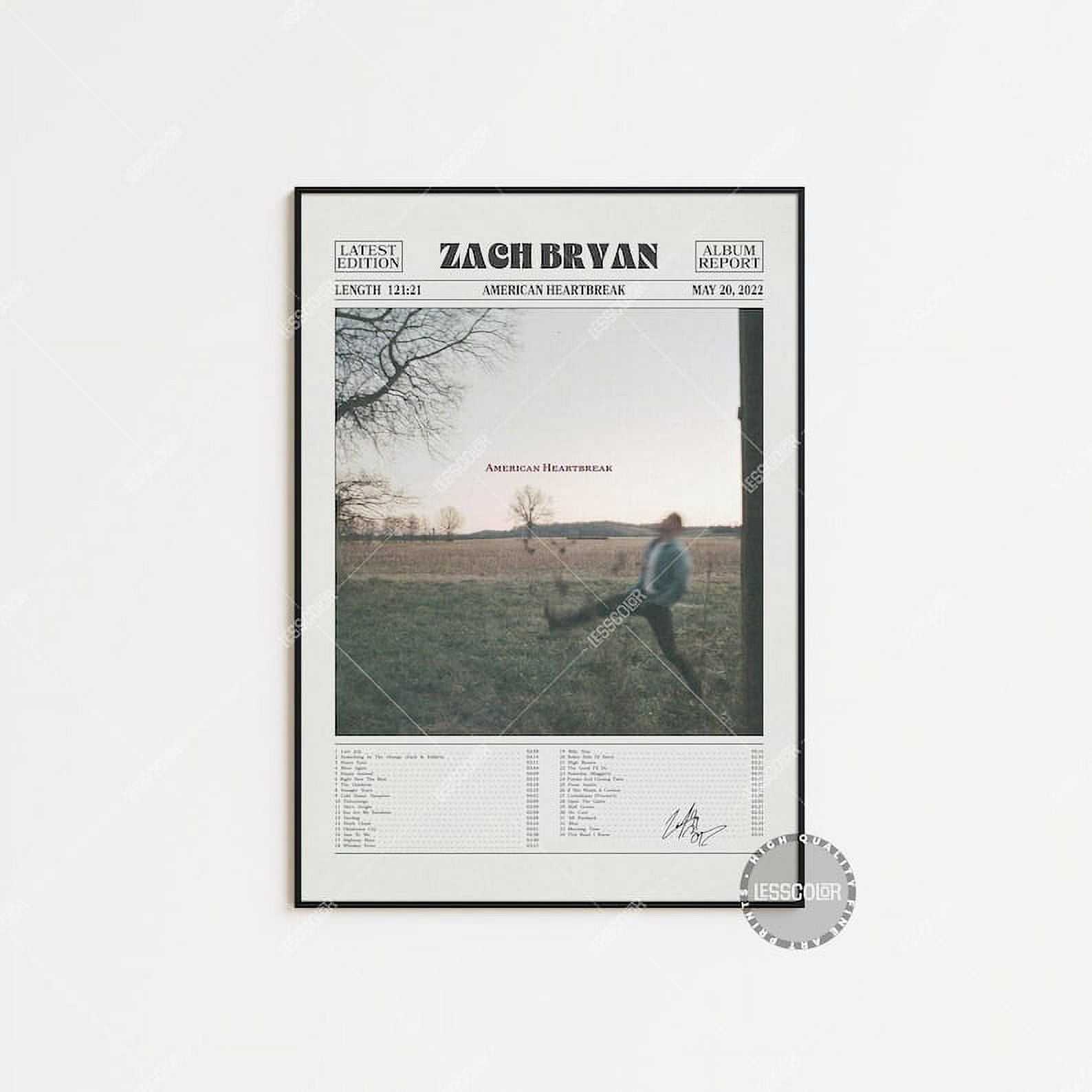 POSTER Zach Bryan Retro Newspaper Print, American Heartbreak Poster ...