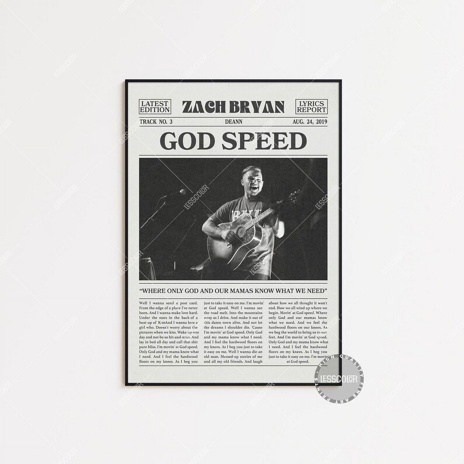 POSTER Zach Bryan Retro Newspaper Print, God Speed Poster, God Speed ...