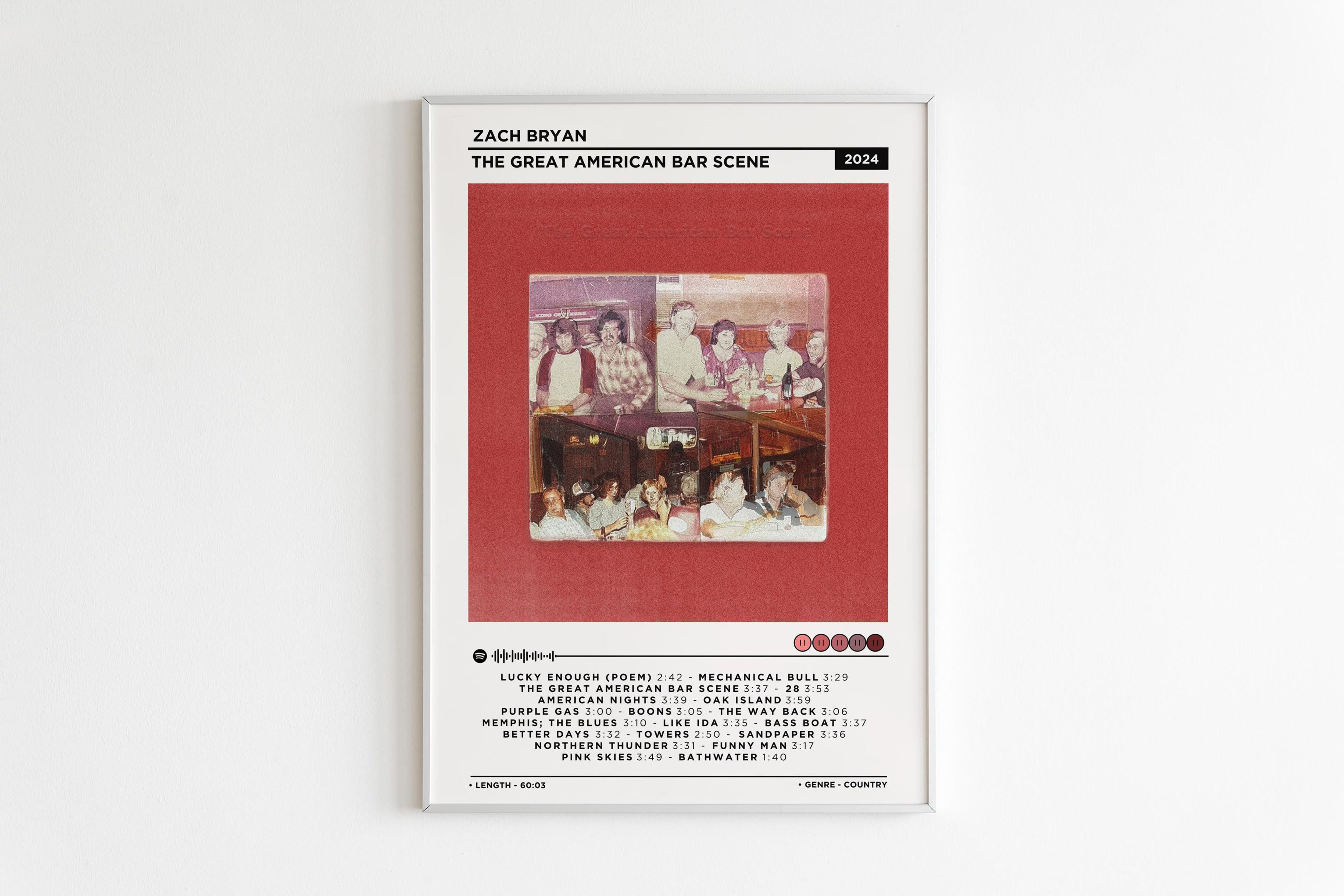 POSTER Zach Bryan - The Great American Bar Scene Album Poster / Album ...