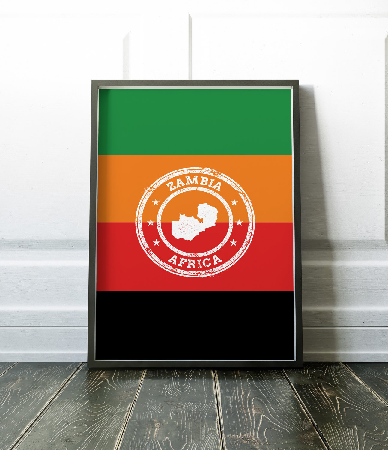 POSTER Zambia Flag Poster Zambia Print Lusaka Poster Africa Zambia Wall ...