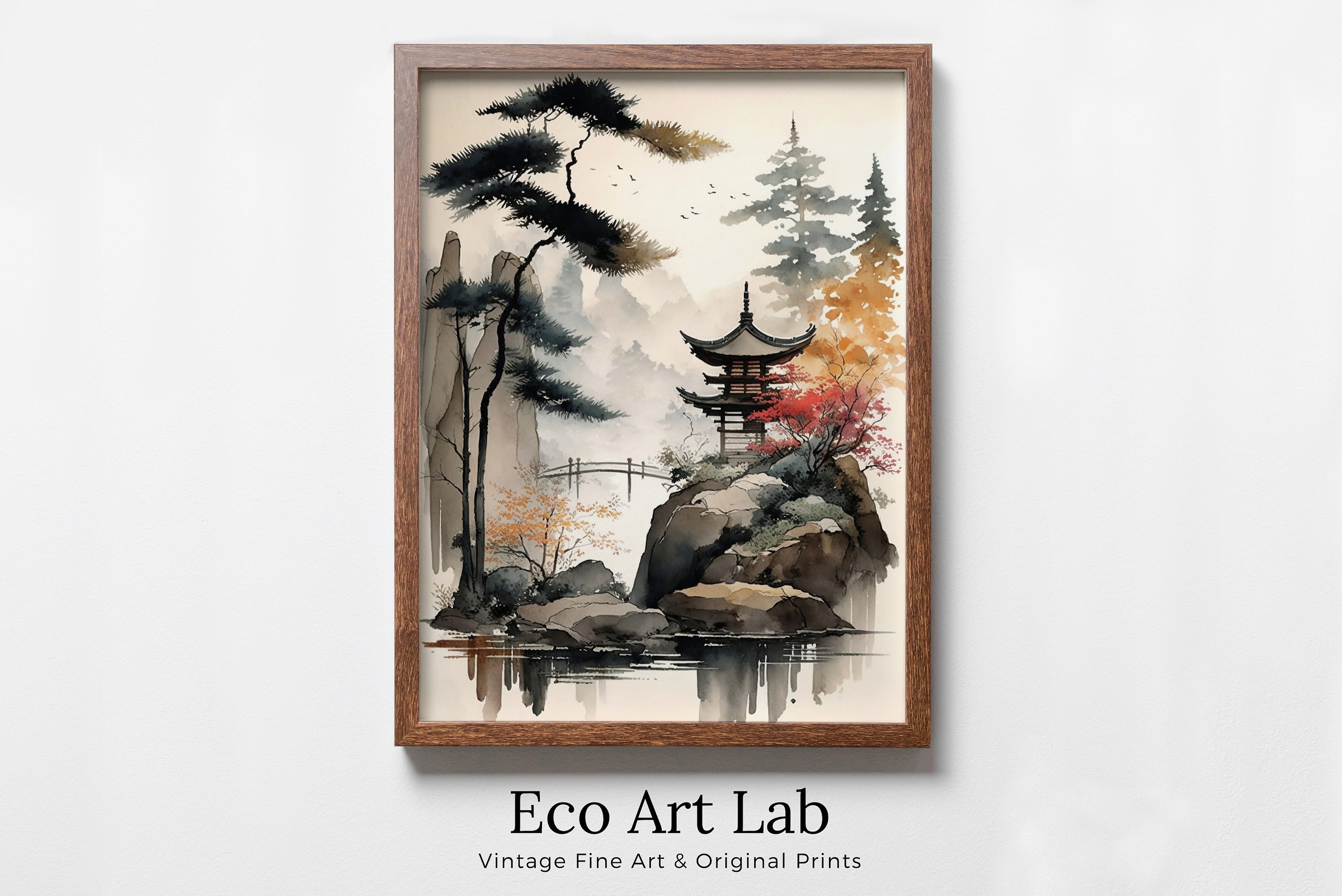 POSTER Zen Wall Art. Zen Japandi Landscape. Watercolor Zen Art ...