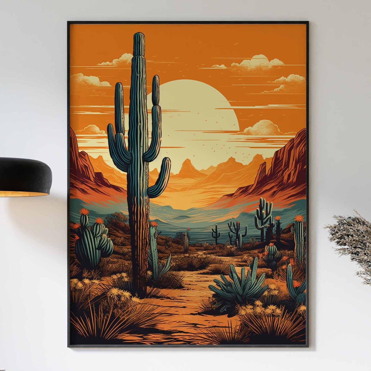 POSTER art, Desert Landscape Art Print, Print, Poster, DEcor, Sunset ...