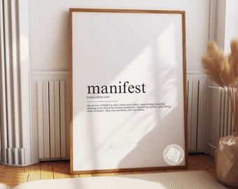 POSTER manifest definition print, inspirational wall art, happiness ...