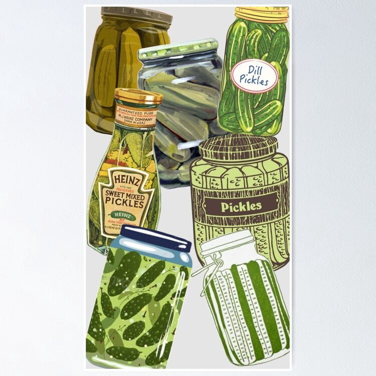 POSTER pickles, pickle, funny, food, i love pickles, green, watercolor ...