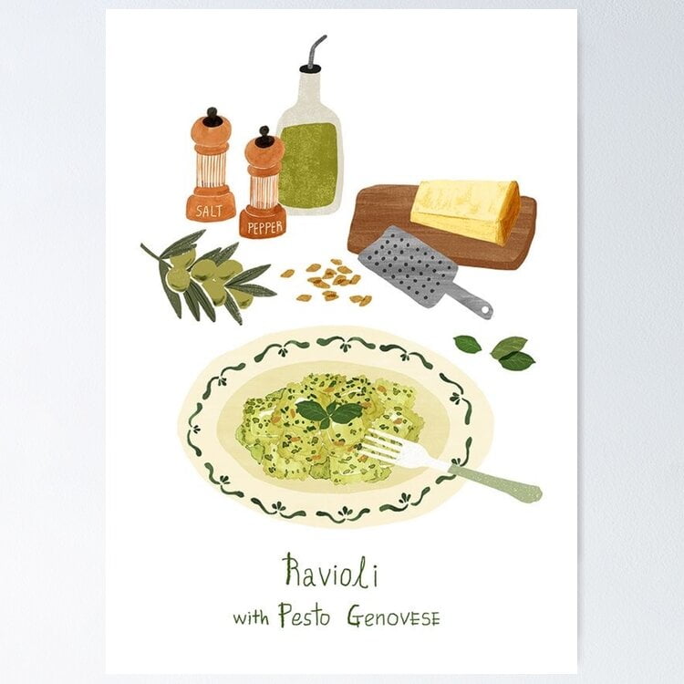 Poster pesto, food, kitchen, cooking, foodie, kitchen art, pesto, pasta ...