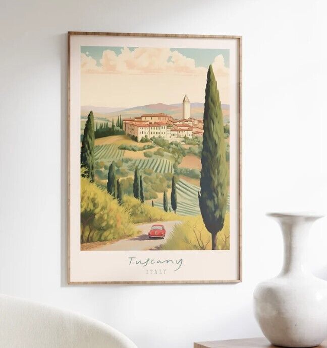 POSTER uscany Italy Print Wall Art, Colorful Italian Tuscany Poster ...