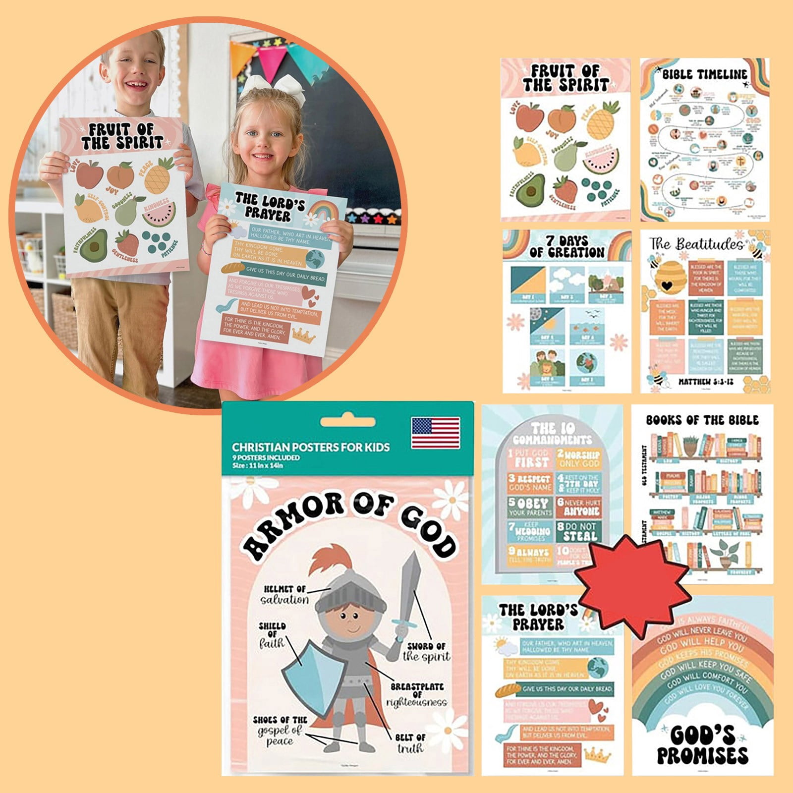 POSTERS FOR KIDS 9 POSTERS INCLUDED.Decorably 15 Boho Posters For ...