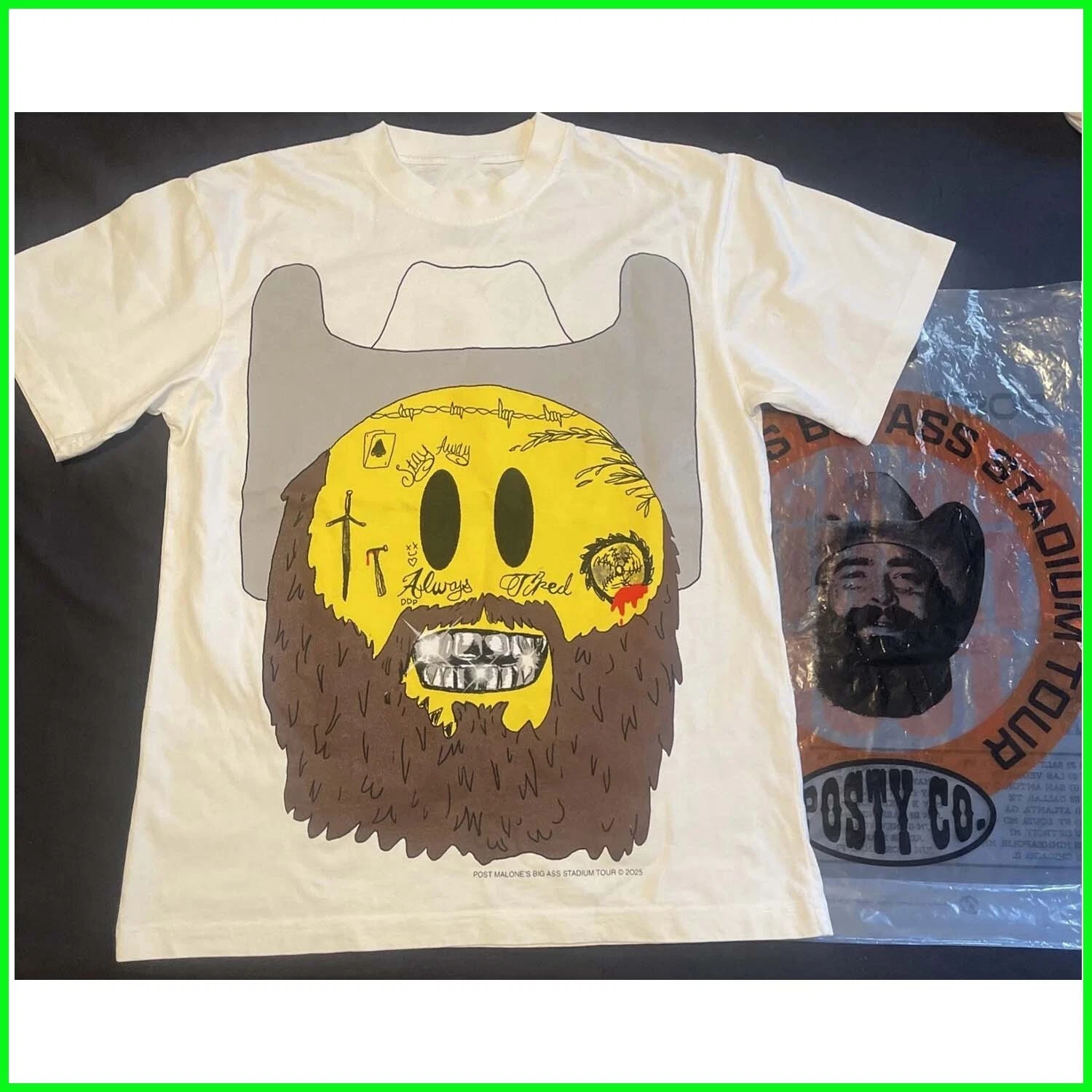 POSTY CO- Post Malone Big Ass Stadium 2025 White T-Shirt Reprint Gift ...