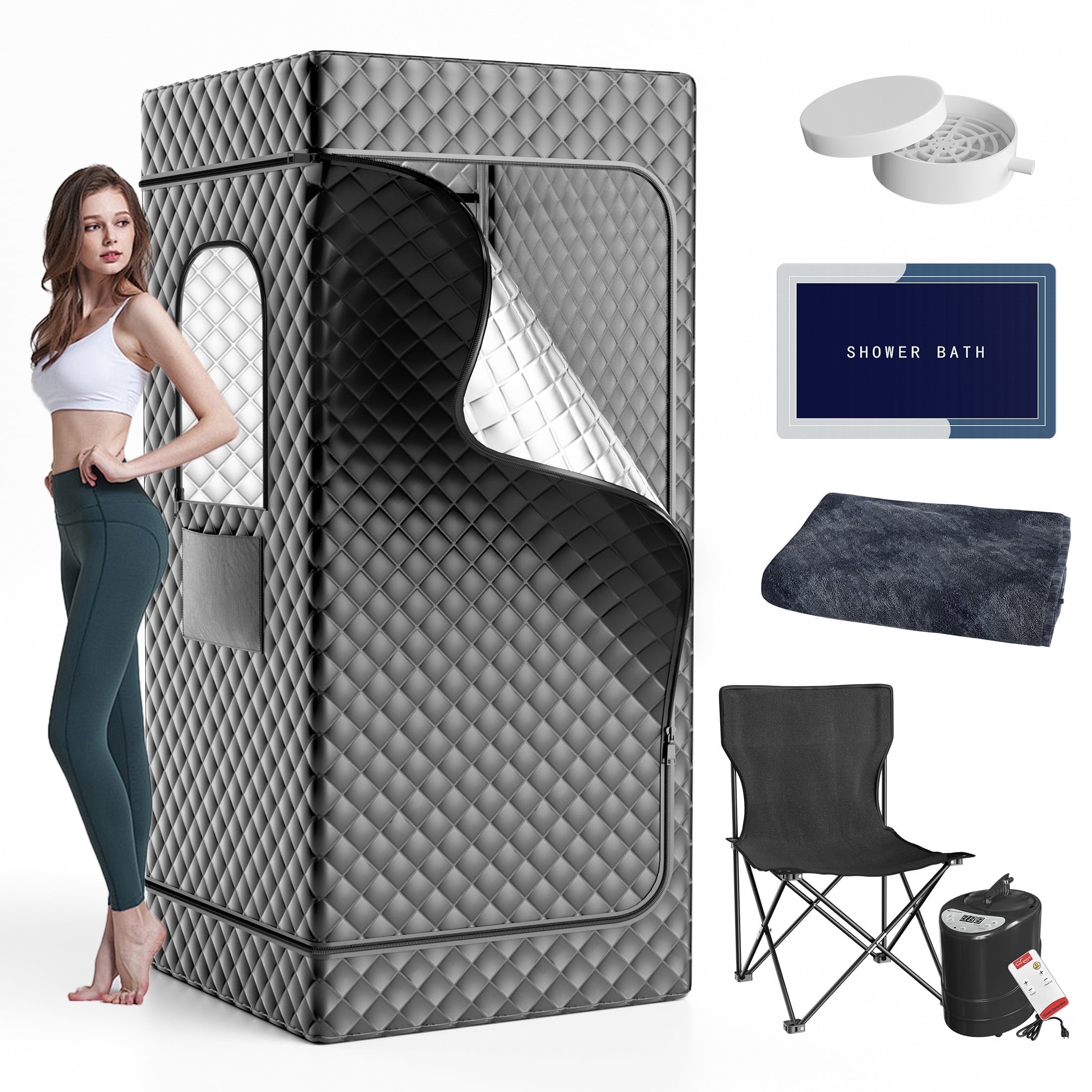 POTEBAN Portable Steam Sauna Box, Personal Full Body Home Sauna Tent ...