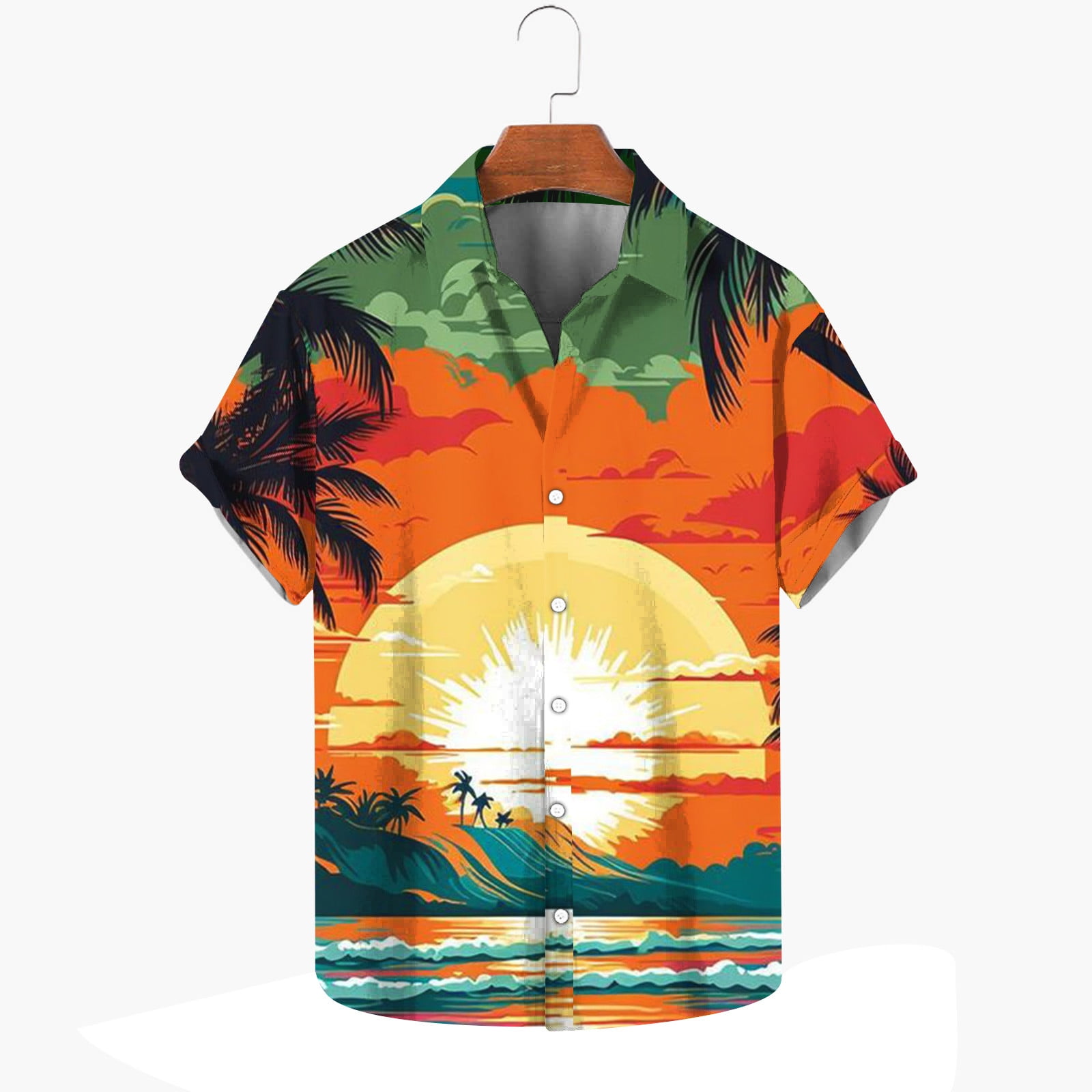POTETI Beach Men's Summer Shirts Hawaiian Short Sleeve Casual Tropical ...
