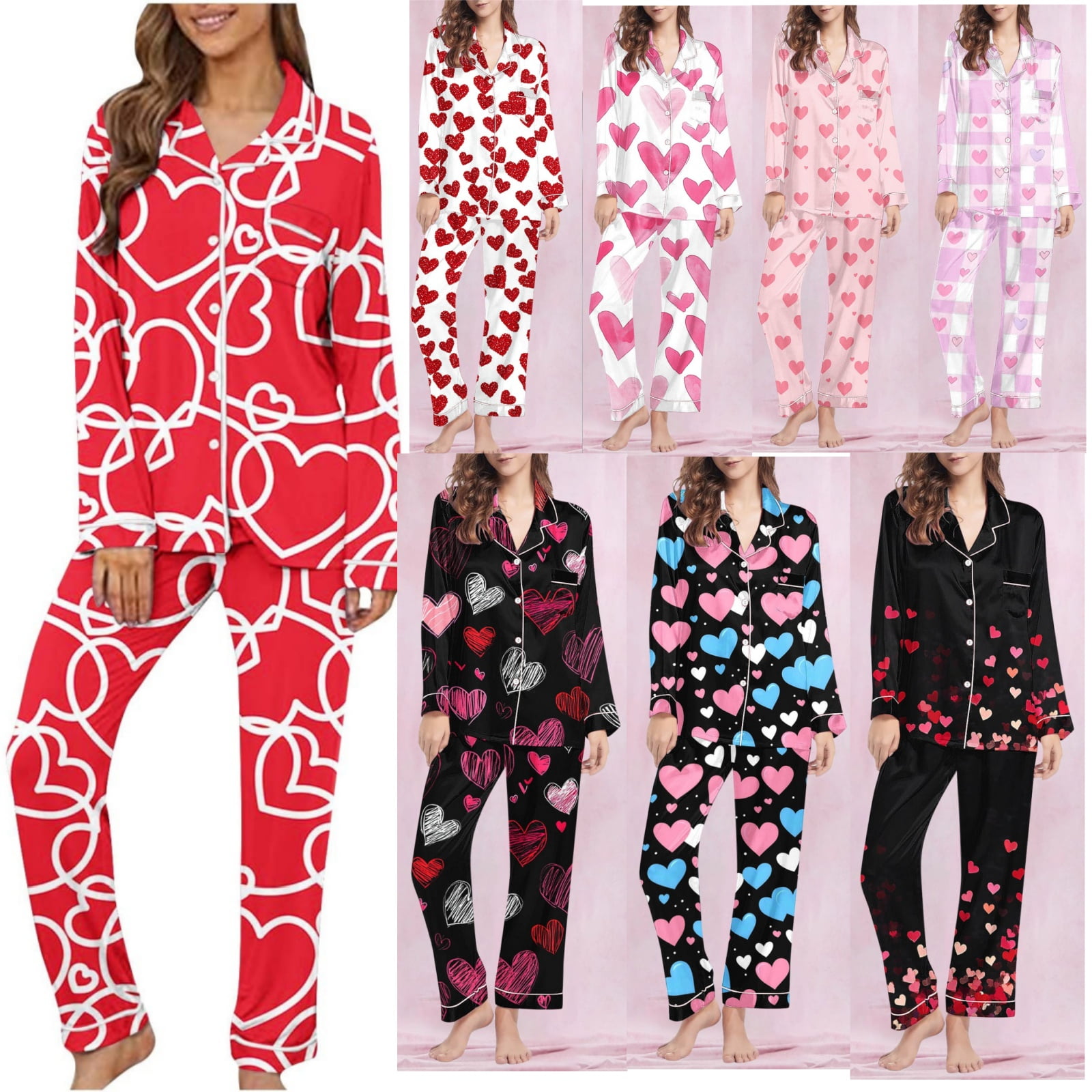 POTETI Button Down Pajamas for Women Valentine's Day Pijama for Women ...