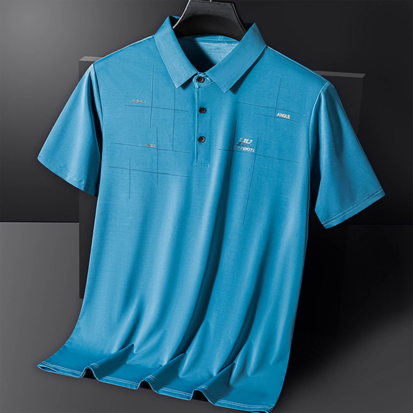 POTETI Collared Mens Polo Shirts Short Sleeve Casual Shirts Print Loose ...