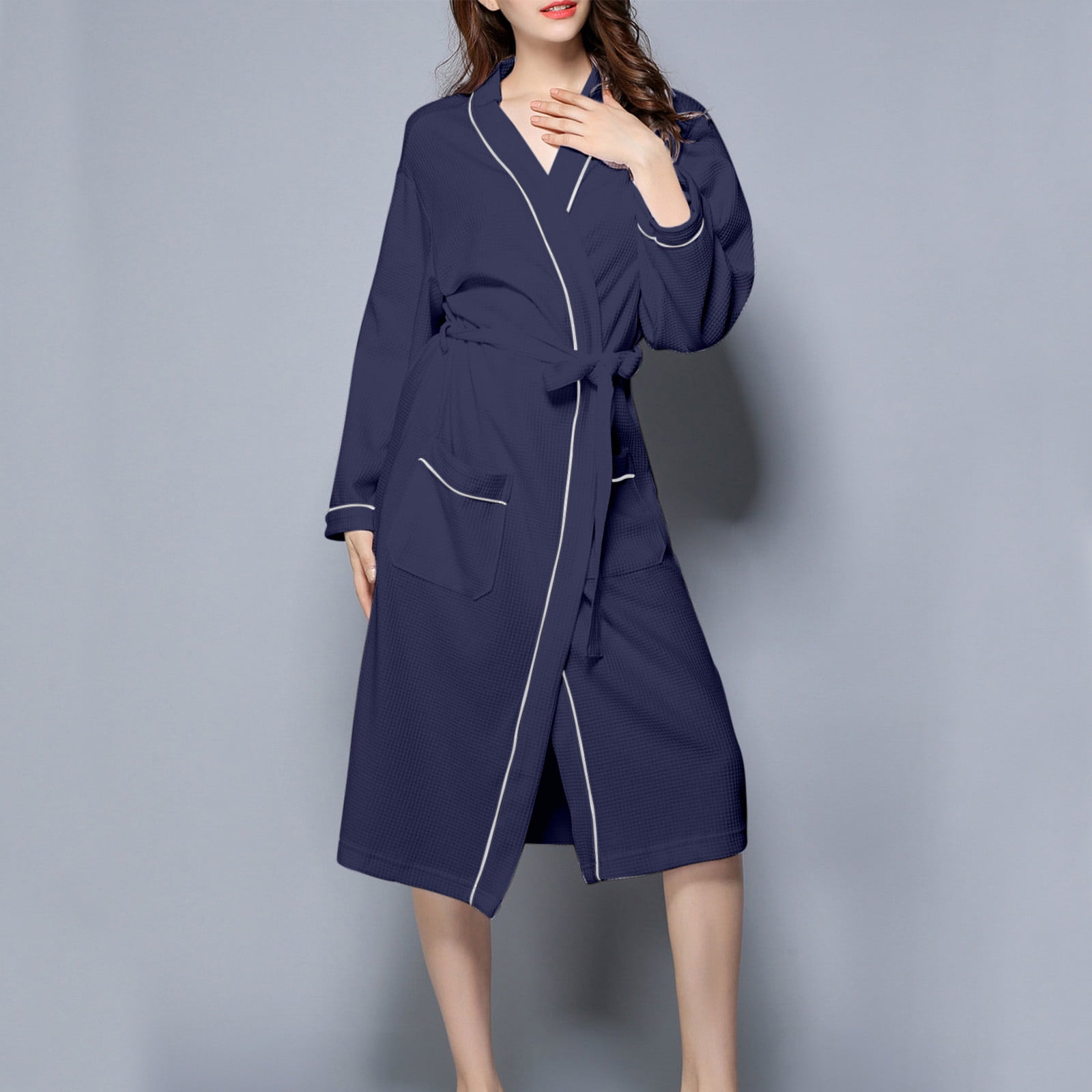 POTETI Cotton Silk Satin Pajama Sets for Women Waffle knit Nightwear ...