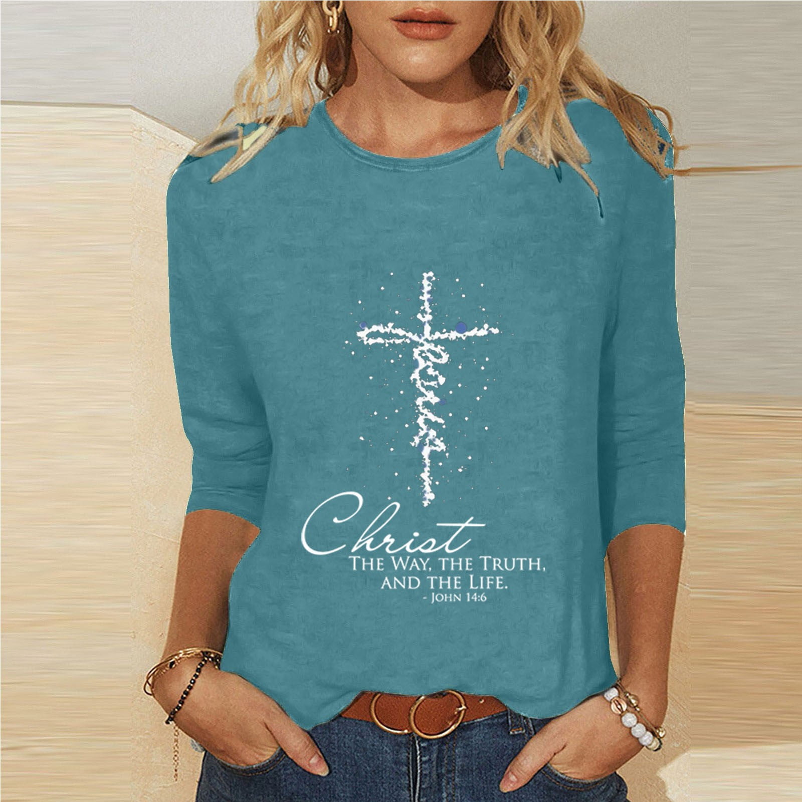 POTETI Easter Women Shirts,Ladies Long Sleeve Crew Neck Bunny T-Shirt ...