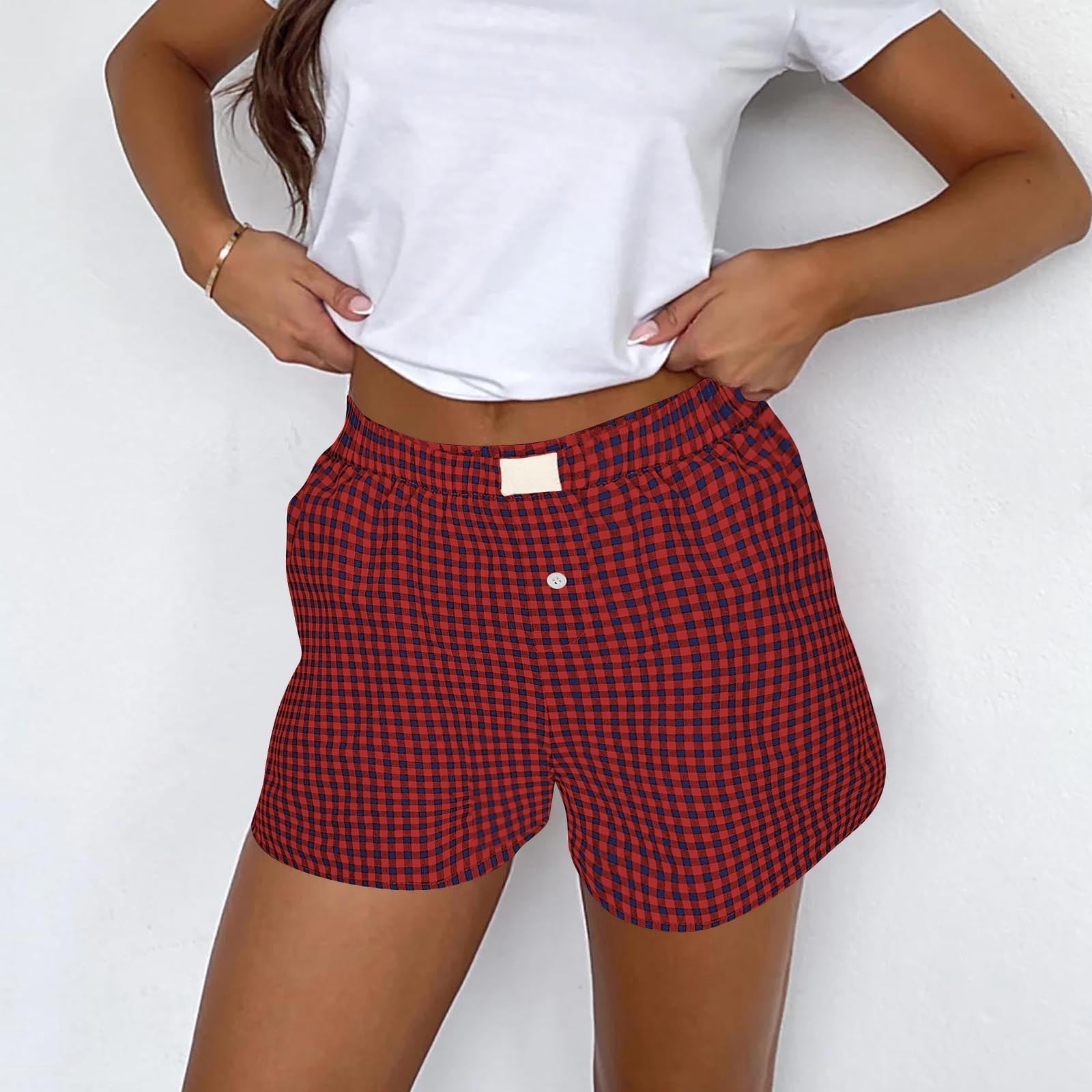 POTETI Flat Front Womens Pull on Shorts High Waisted Shorts for Women ...