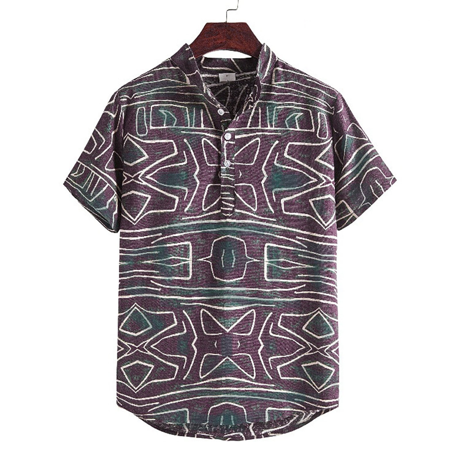 POTETI Hawaiian Mens Shirts Beach Casual Tropical Short Sleeve Button ...