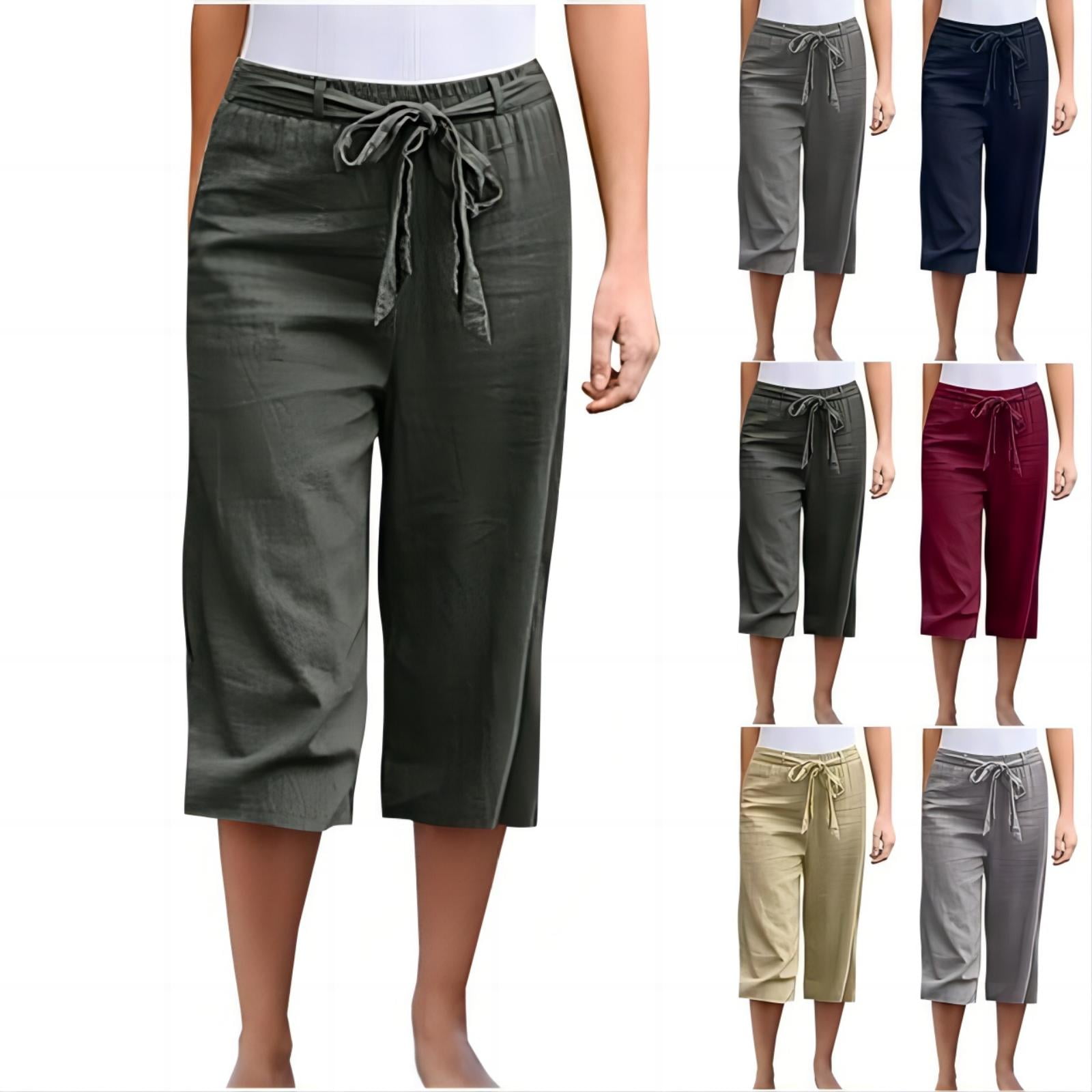 POTETI High Waisted Women's Capris Capris Summer Shorts for Women Army ...