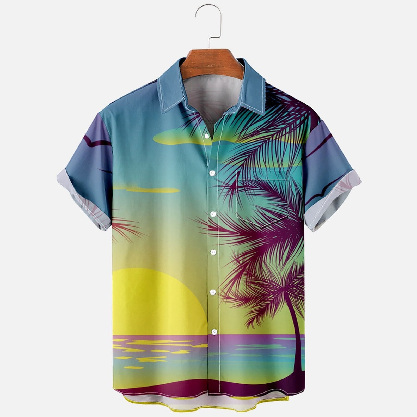 POTETI Men's Shirts Hawaiian Beach Tropical Short Sleeve Casual Button up Shirts Tops - Walmart.com